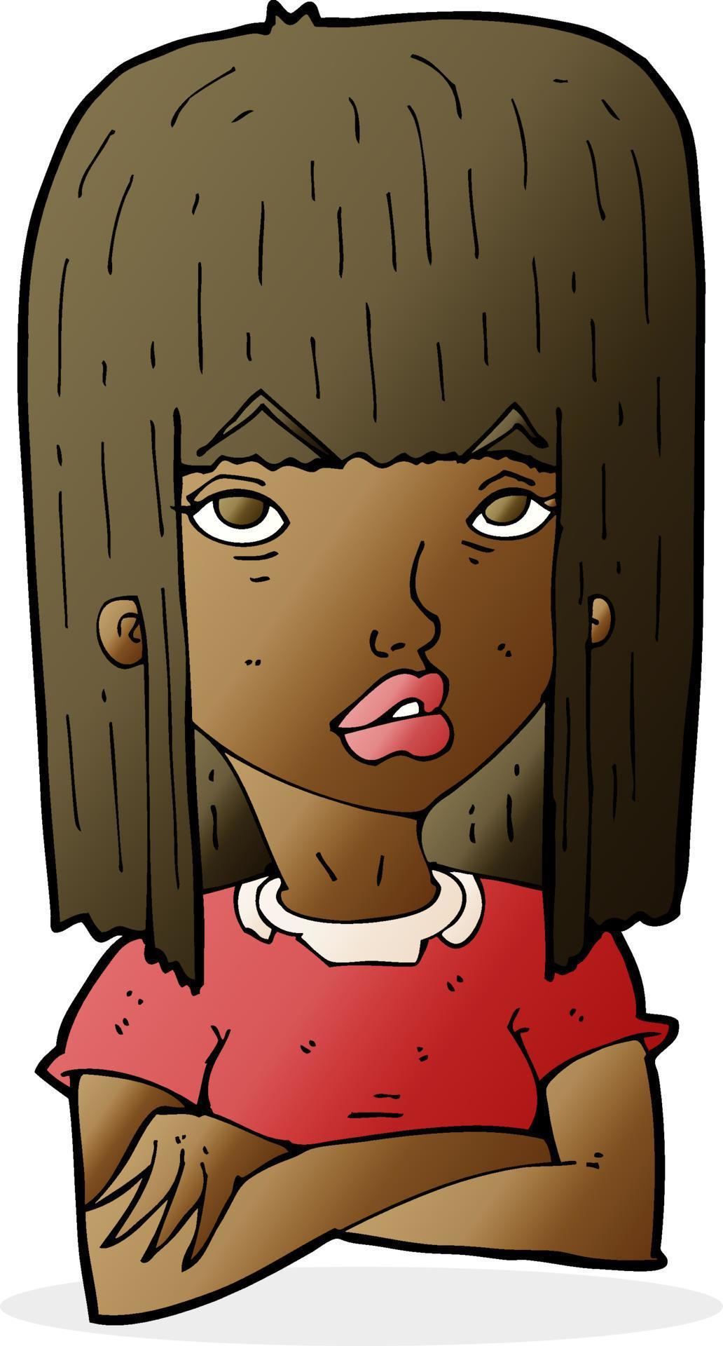 cartoon girl with folded arms 12276862 Vector Art at Vecteezy