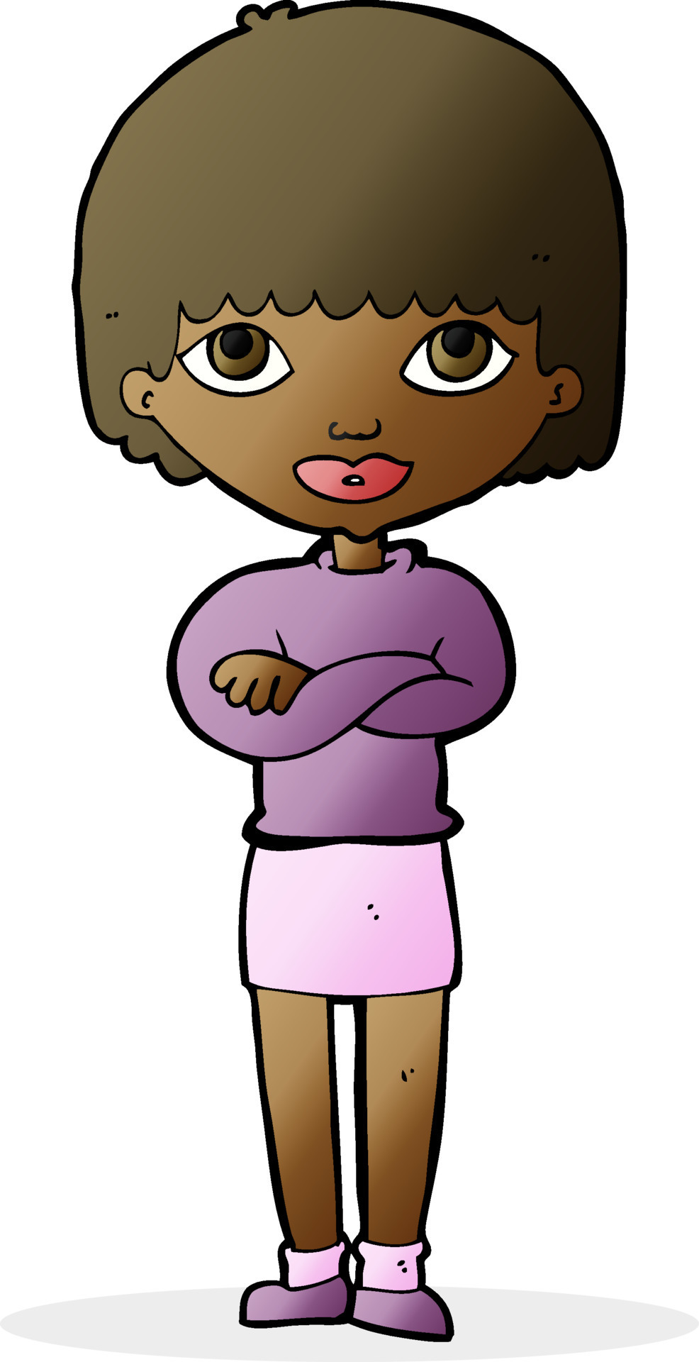 cartoon woman with folded arms 12277033 Vector Art at Vecteezy