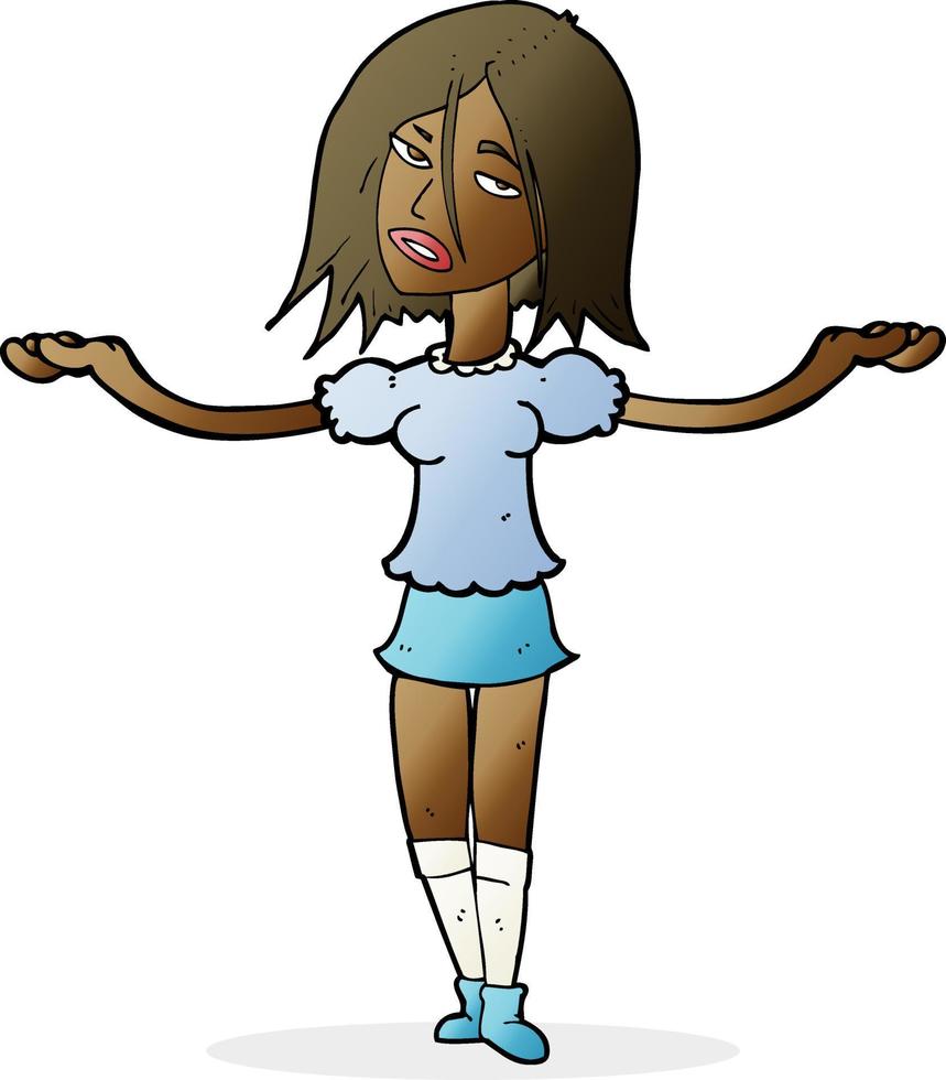 cartoon woman shrugging shoulders 12277678 Vector Art at Vecteezy