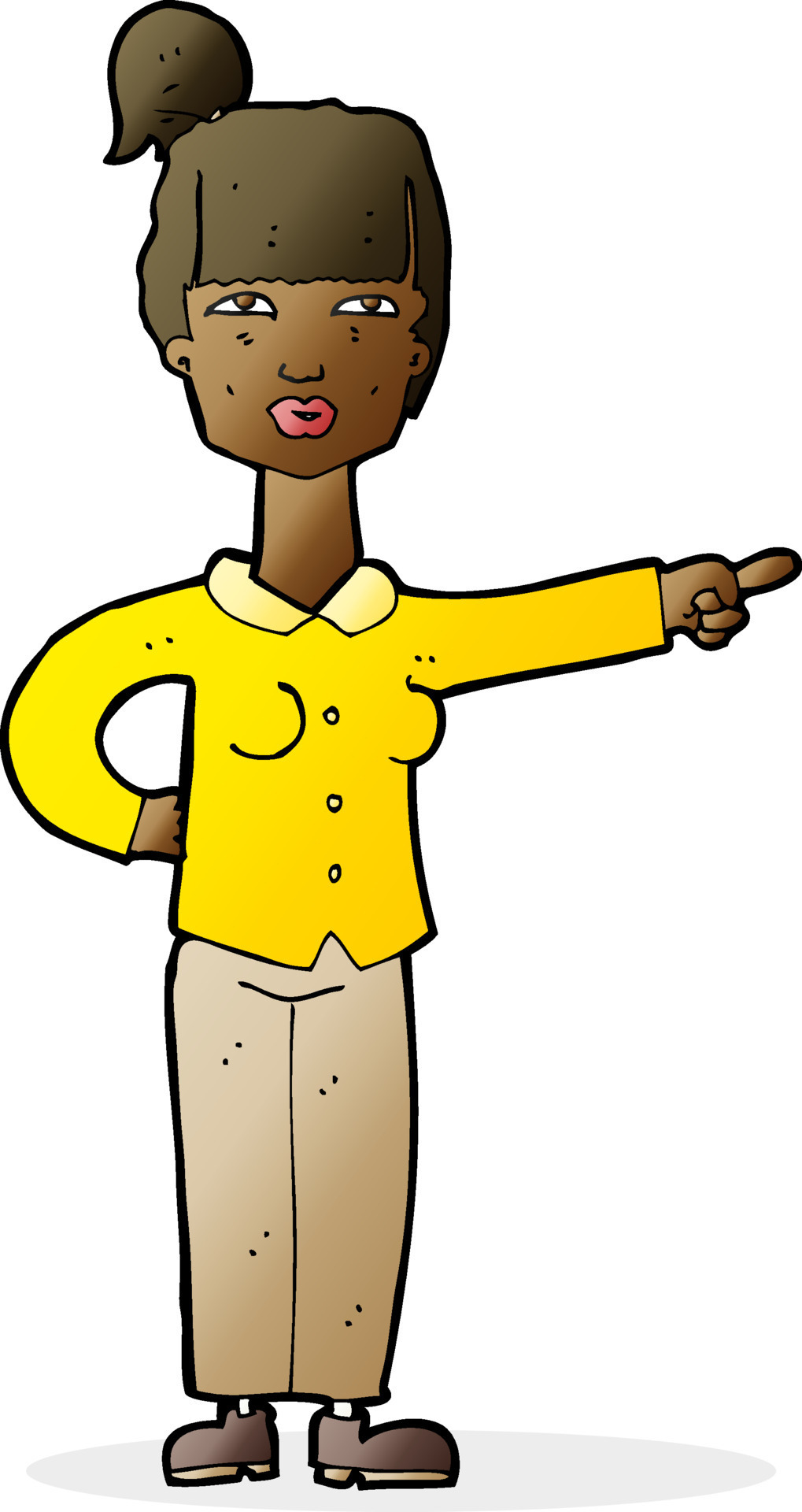 cartoon woman pointing 12278004 Vector Art at Vecteezy