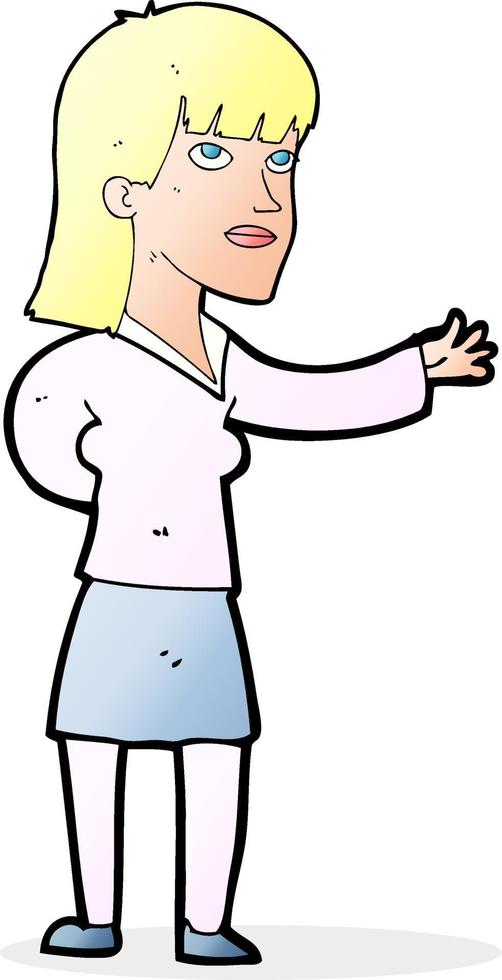 cartoon woman explaining 12278226 Vector Art at Vecteezy