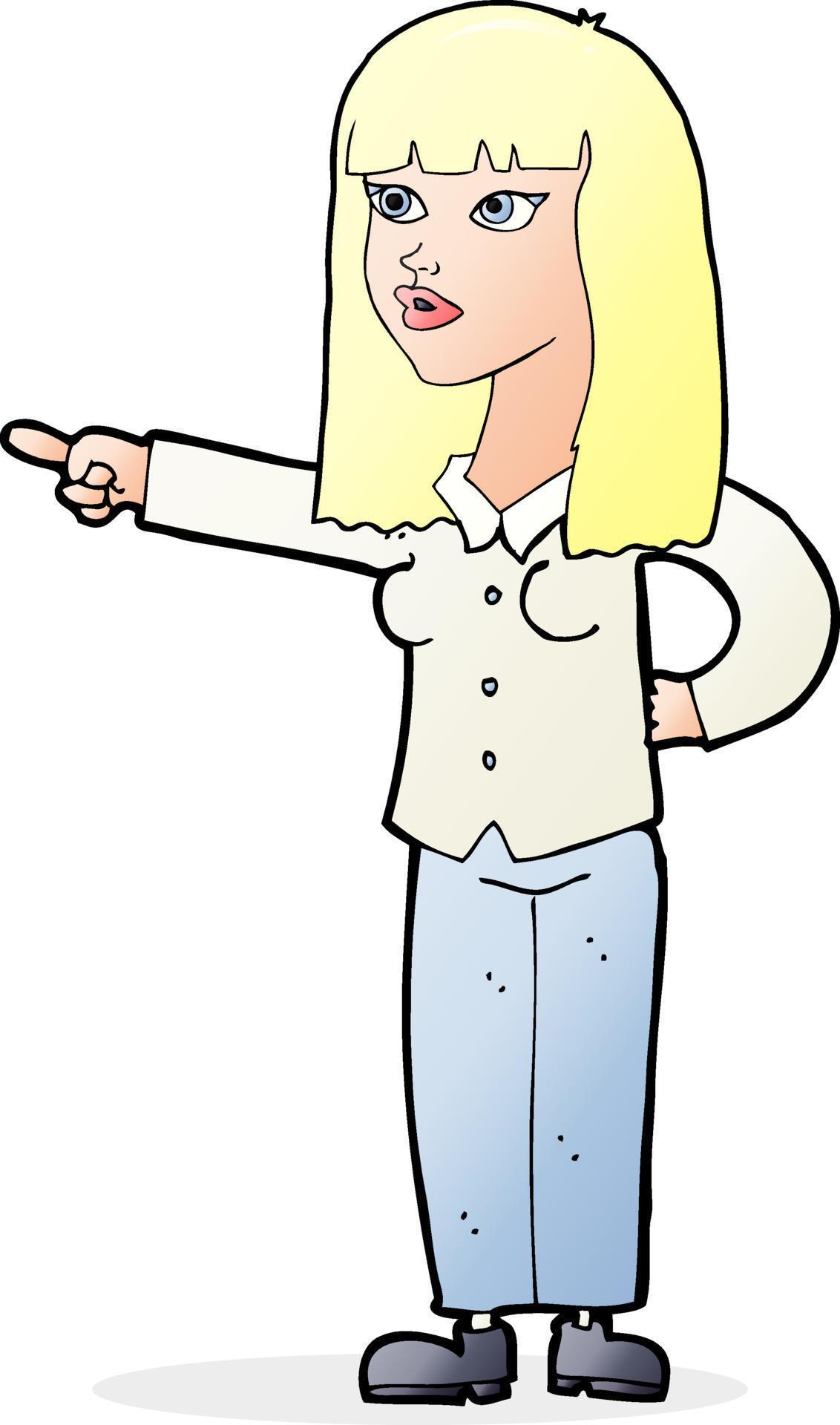 cartoon pretty woman pointing 12278701 Vector Art at Vecteezy