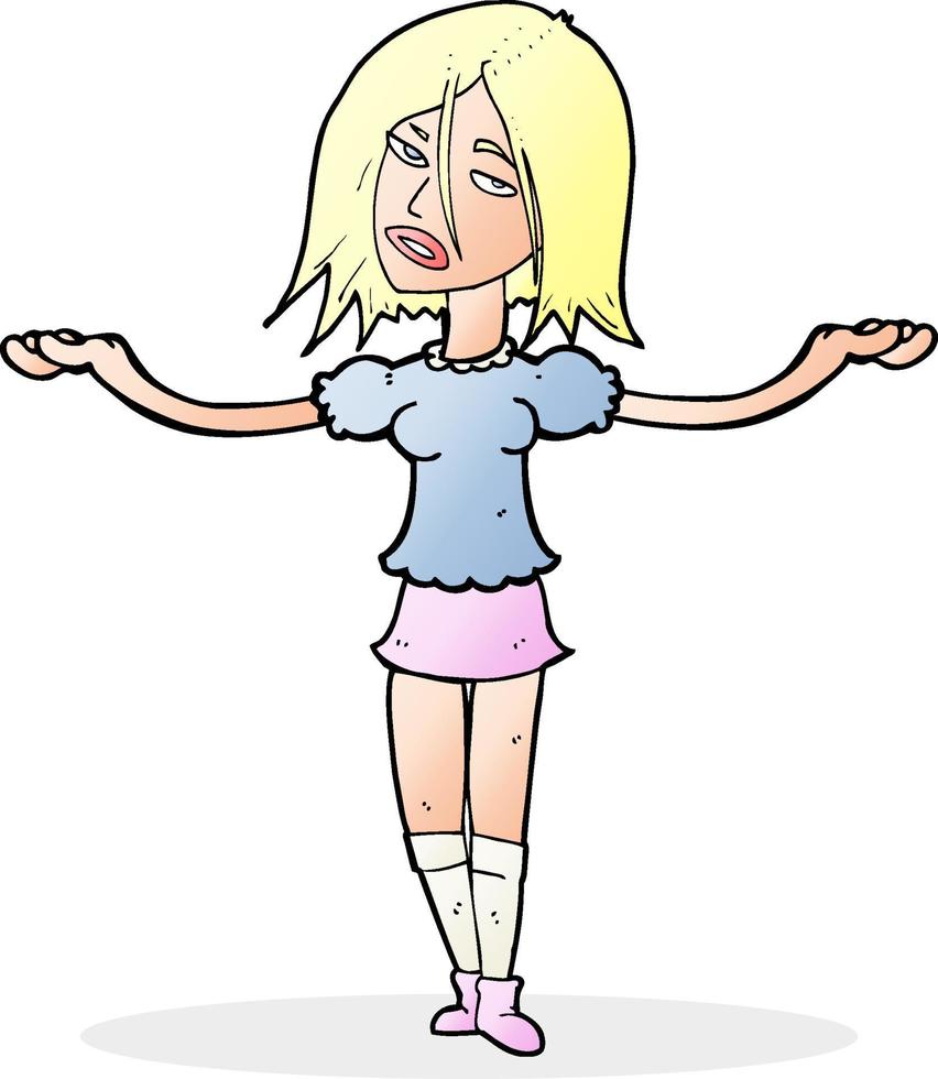 cartoon woman shrugging shoulders 12278708 Vector Art at Vecteezy