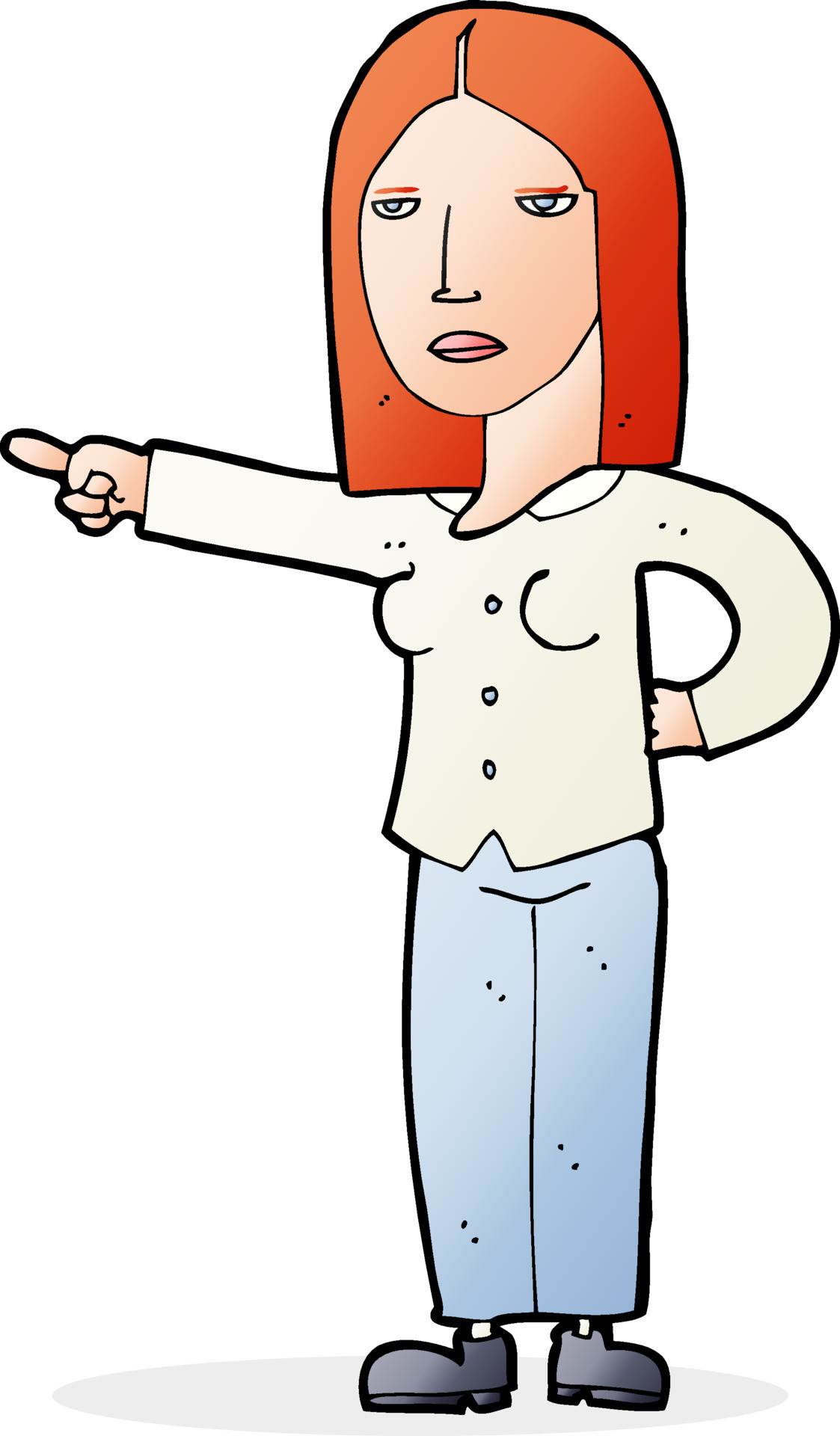 cartoon woman pointing 12278871 Vector Art at Vecteezy