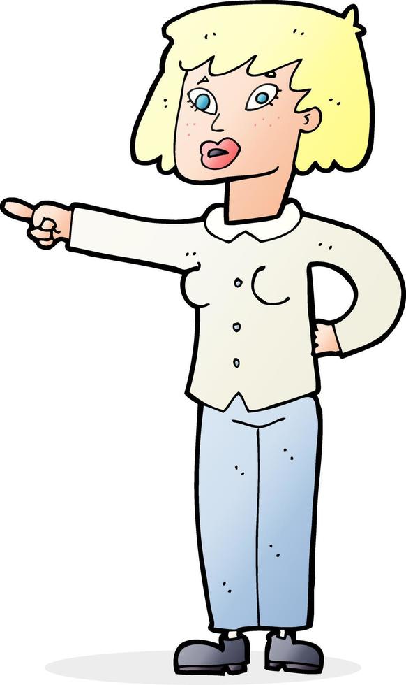 cartoon woman pointing 12278914 Vector Art at Vecteezy