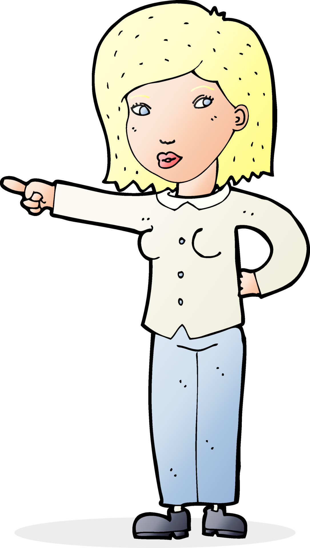cartoon woman pointing 12278935 Vector Art at Vecteezy