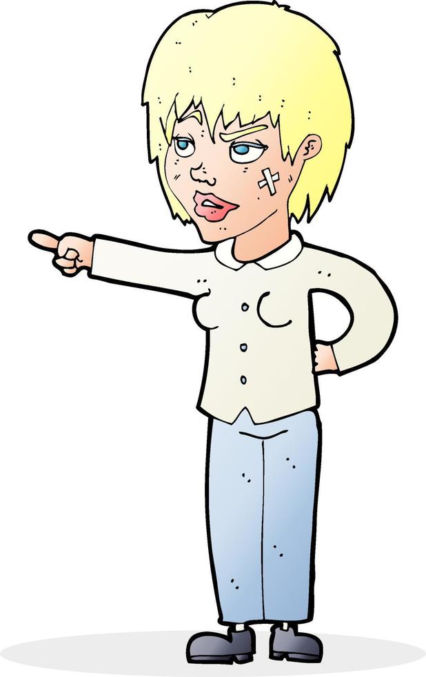 cartoon woman pointing 12279340 Vector Art at Vecteezy