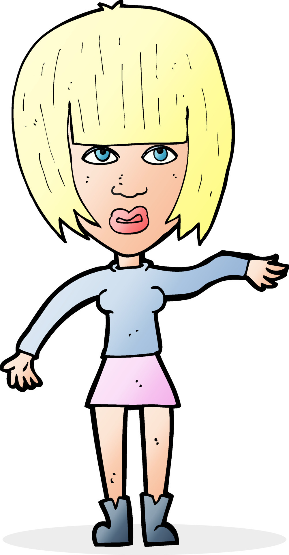 cartoon woman waving away 12279352 Vector Art at Vecteezy