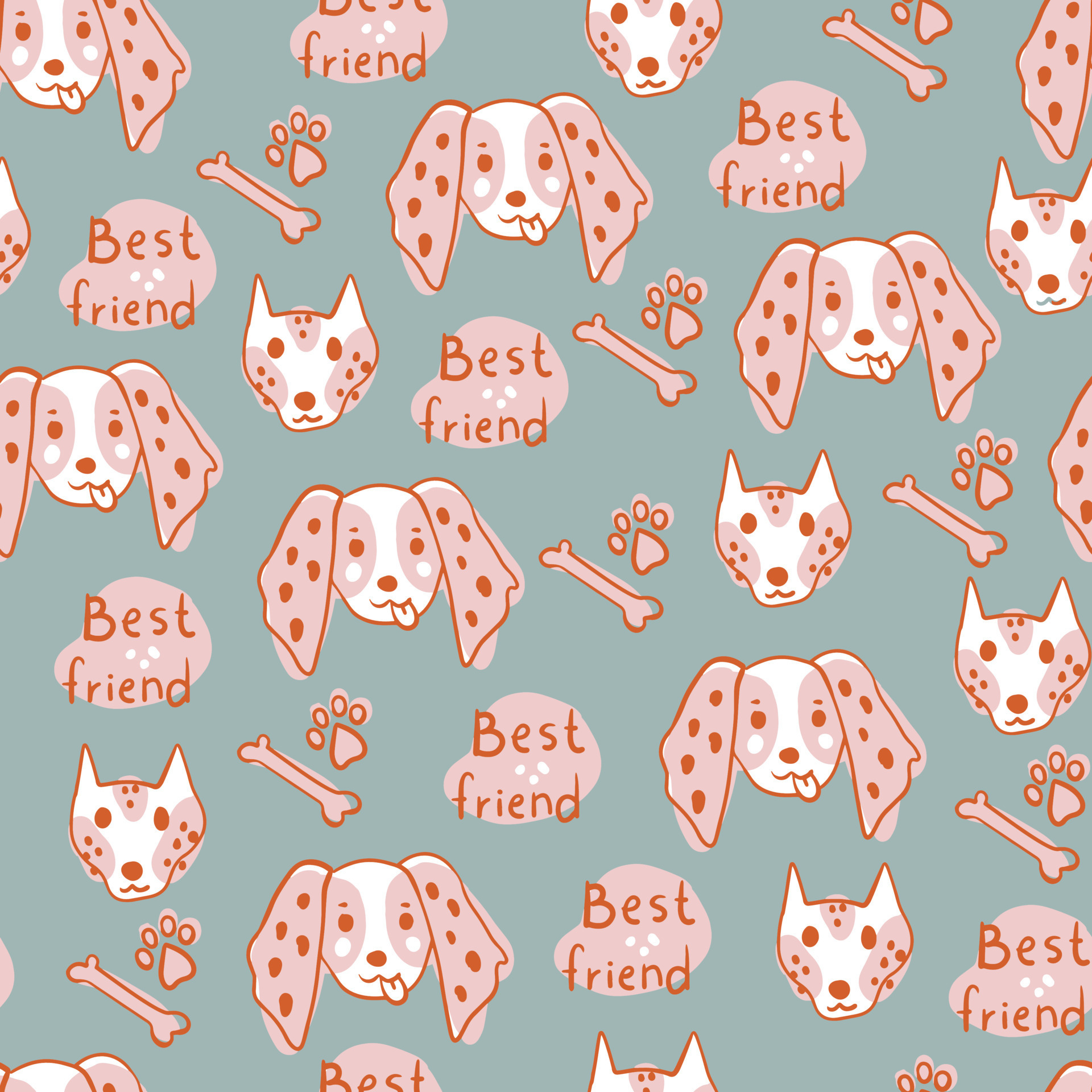 Doodle dogs colorful vector seamless pattern 12279380 Vector Art at ...