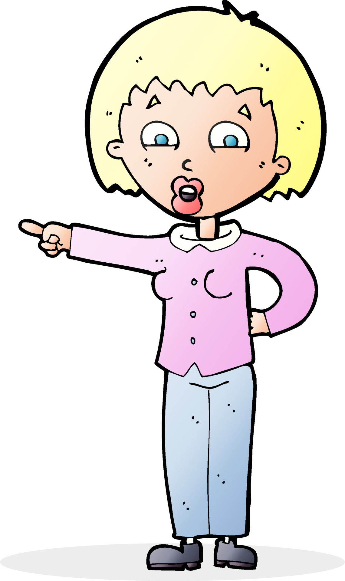 cartoon pointing woman 12279714 Vector Art at Vecteezy