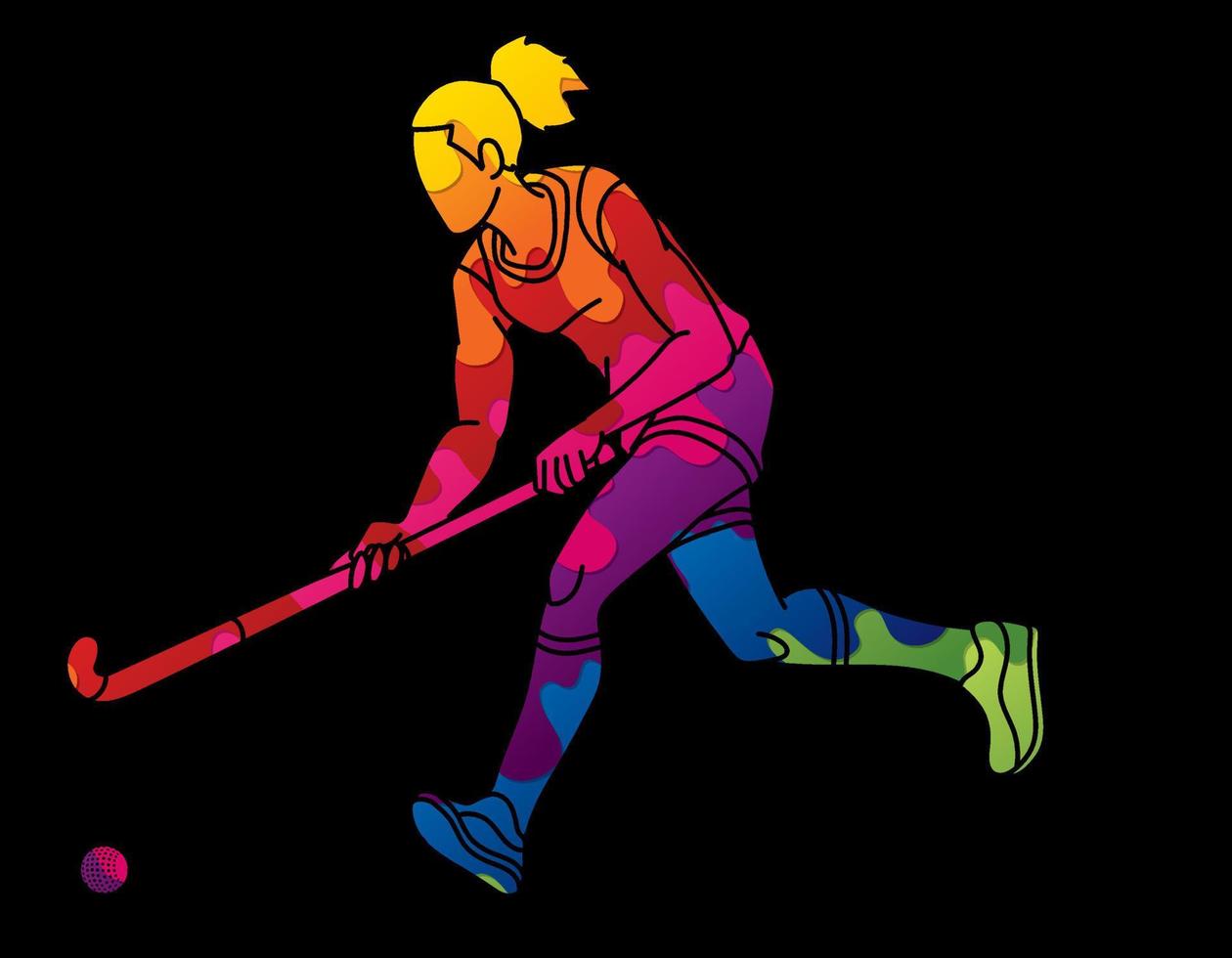 Abstract Field Hockey Sport Female Player Action 12280237 Vector Art At Vecteezy