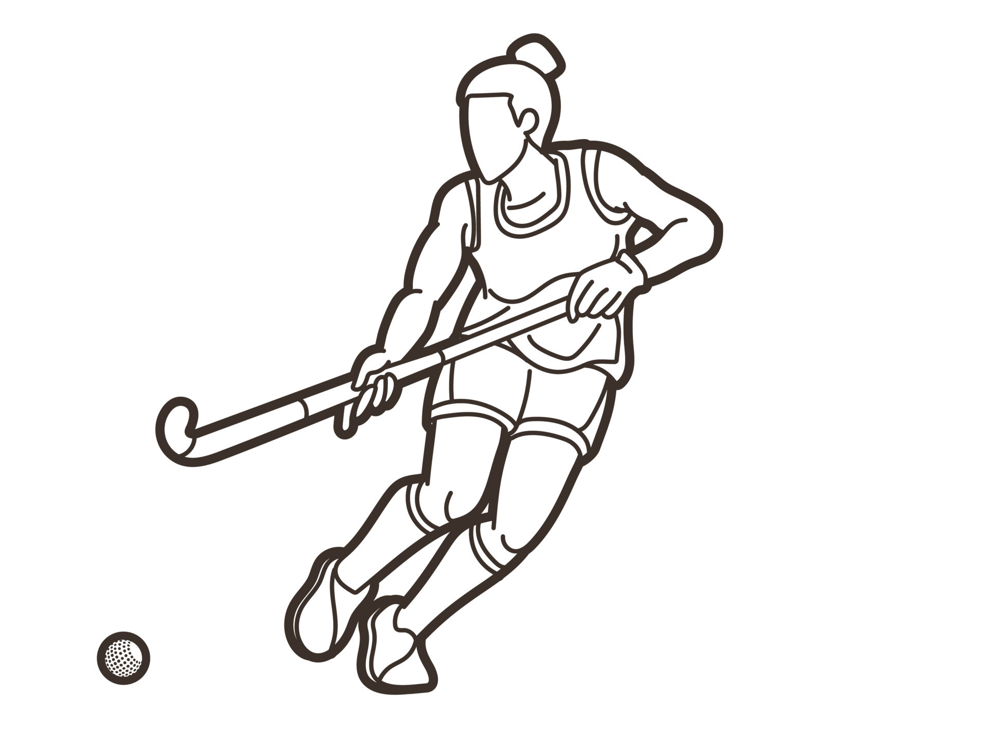 Field Hockey Sport Female Player Action 12280243 Vector Art At Vecteezy