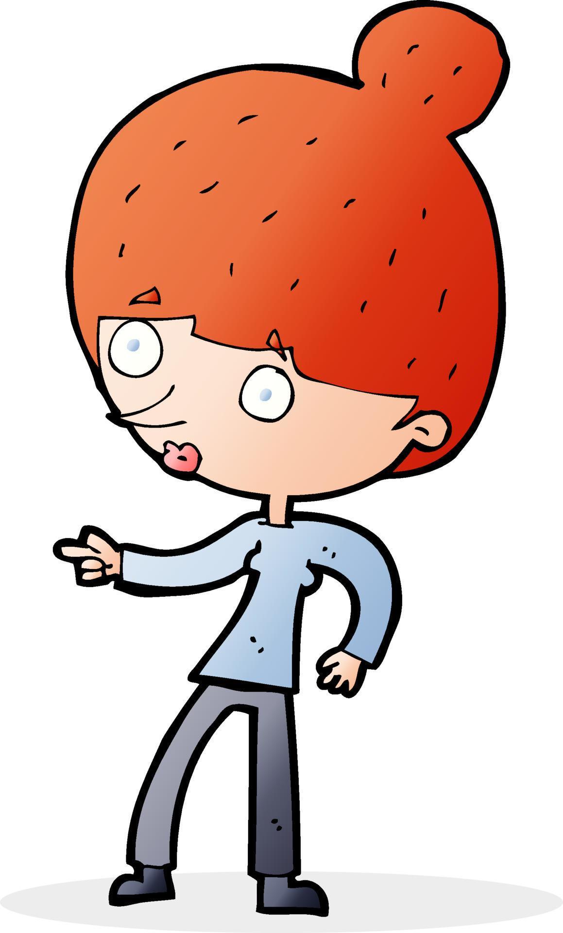 cartoon woman pointing 12280572 Vector Art at Vecteezy