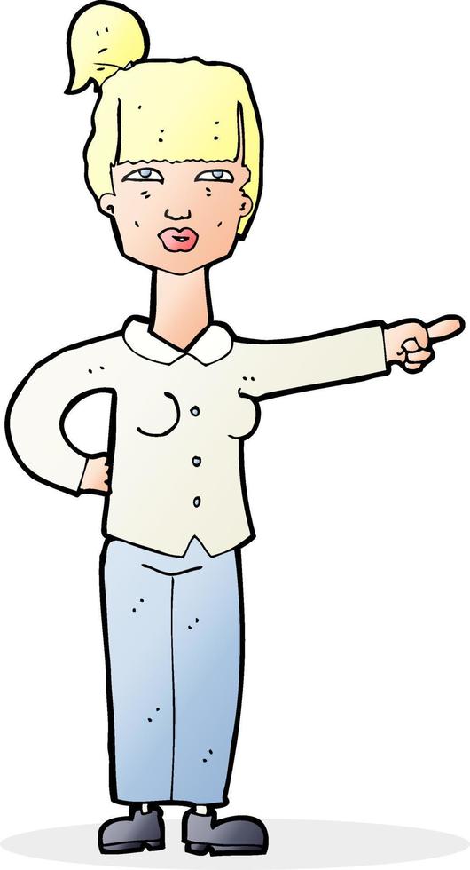 cartoon woman pointing 12281056 Vector Art at Vecteezy