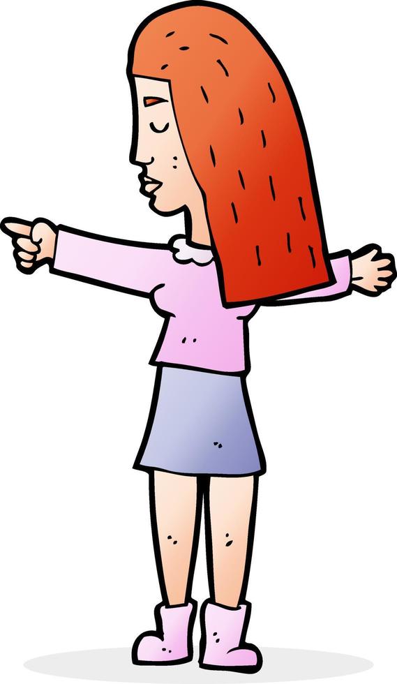 cartoon woman pointing 12282195 Vector Art at Vecteezy