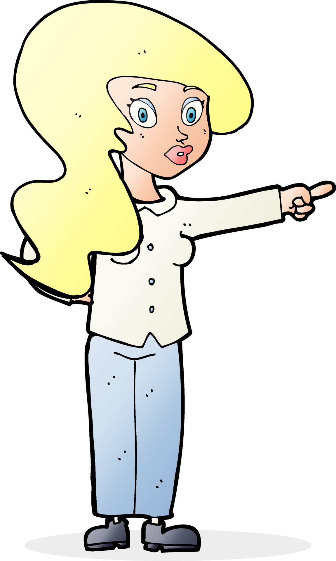 cartoon pretty woman pointing 12282874 Vector Art at Vecteezy