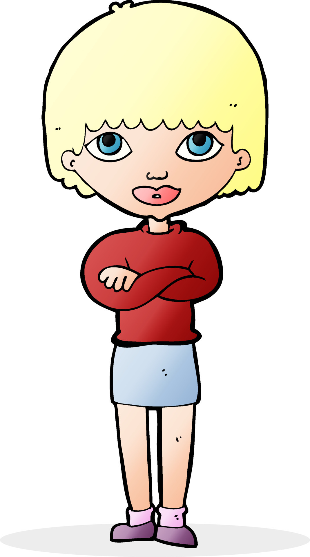 cartoon woman with folded arms 12283207 Vector Art at Vecteezy