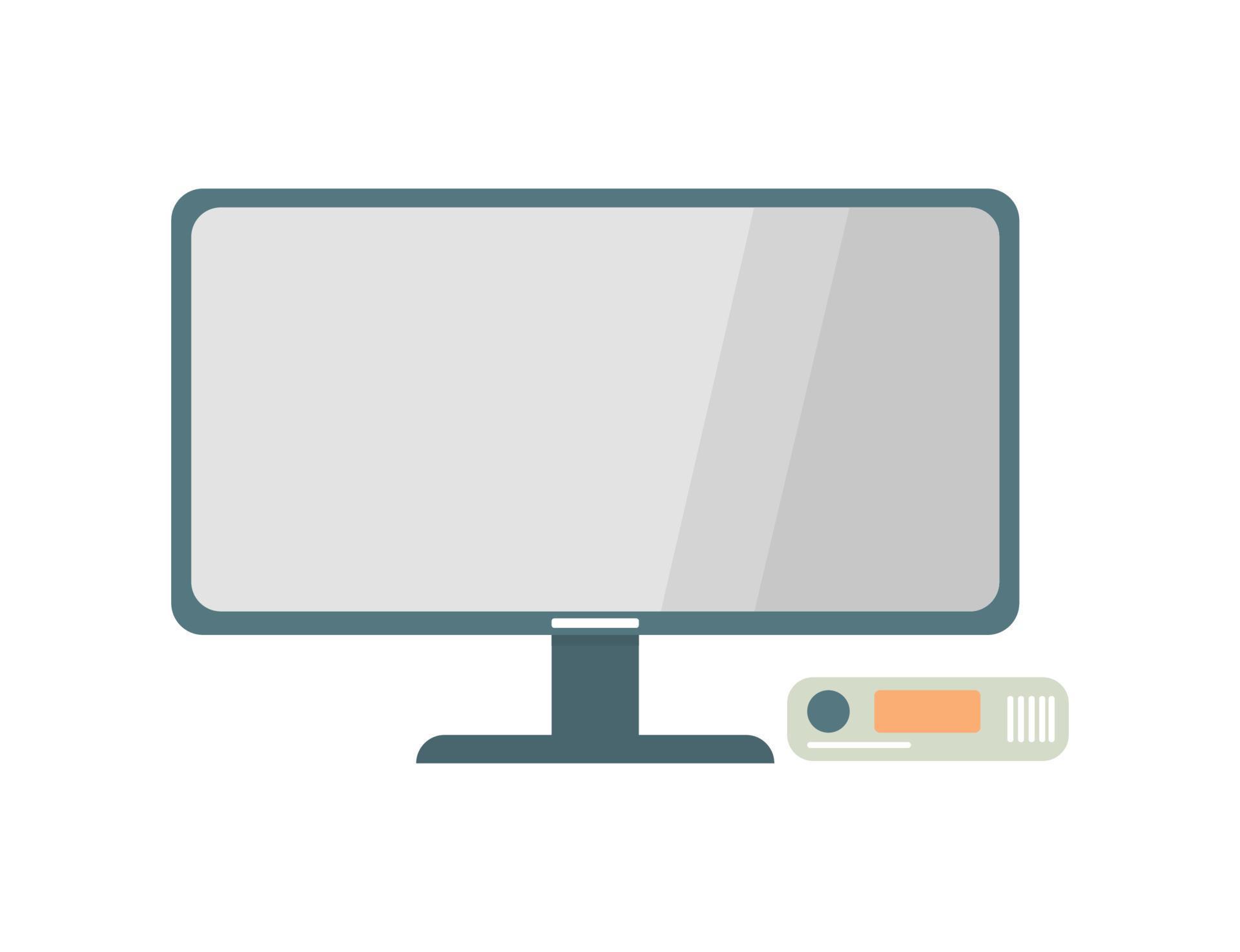 Vector flat illustration modern computer with system block isolated ...