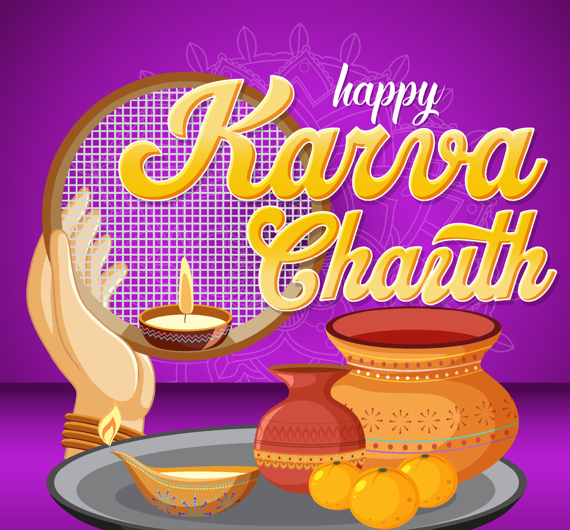 Happy Karva Chauth Poster Design 12286718 Vector Art At Vecteezy