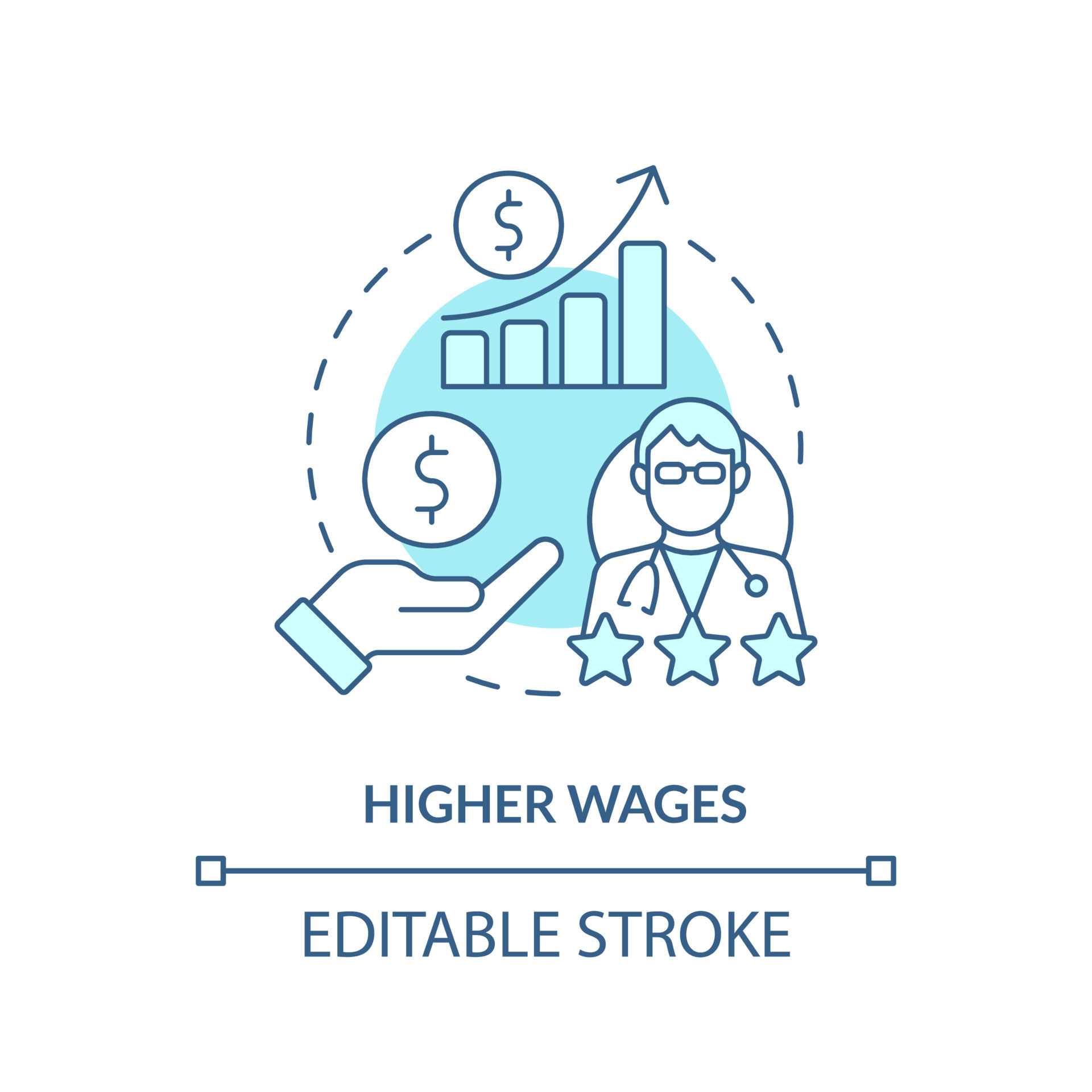 Higher Wages Turquoise Concept Icon Way To Improve Healthcare System Abstract Idea Thin Line