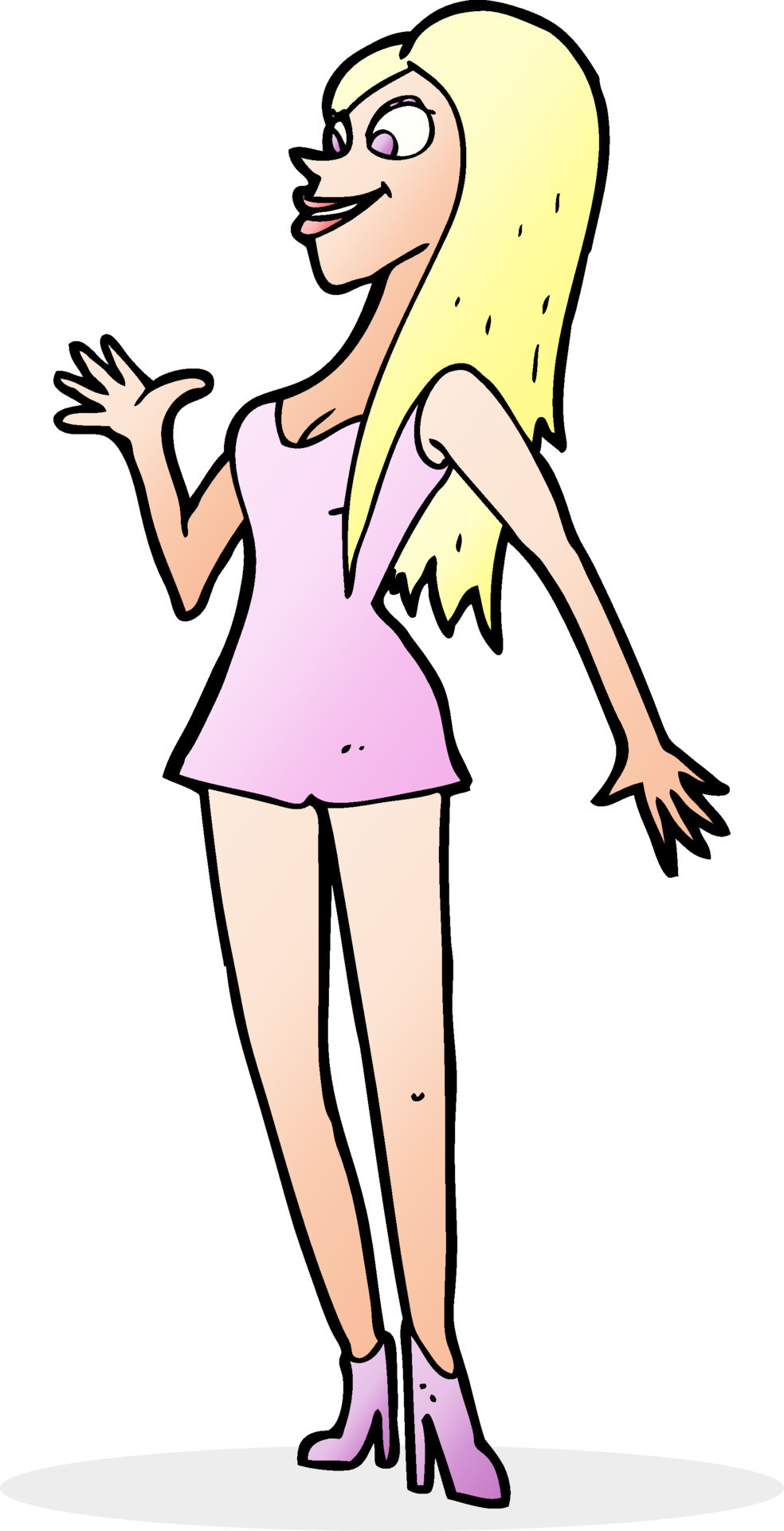 Cartoon Woman In Pink Dress 12288384 Vector Art At Vecteezy