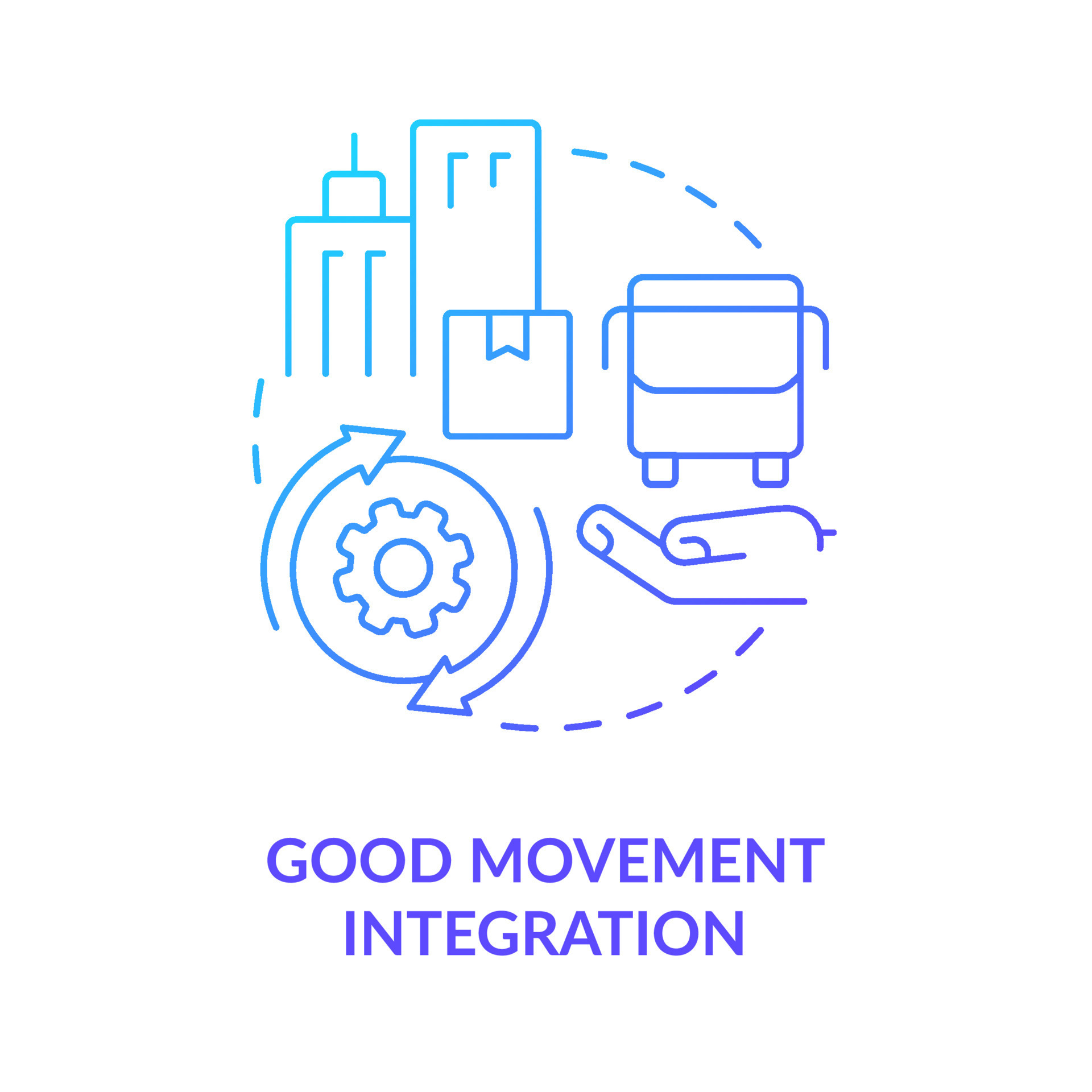 Good movement integration blue gradient concept icon. Logistic integration. Maas requirement ...