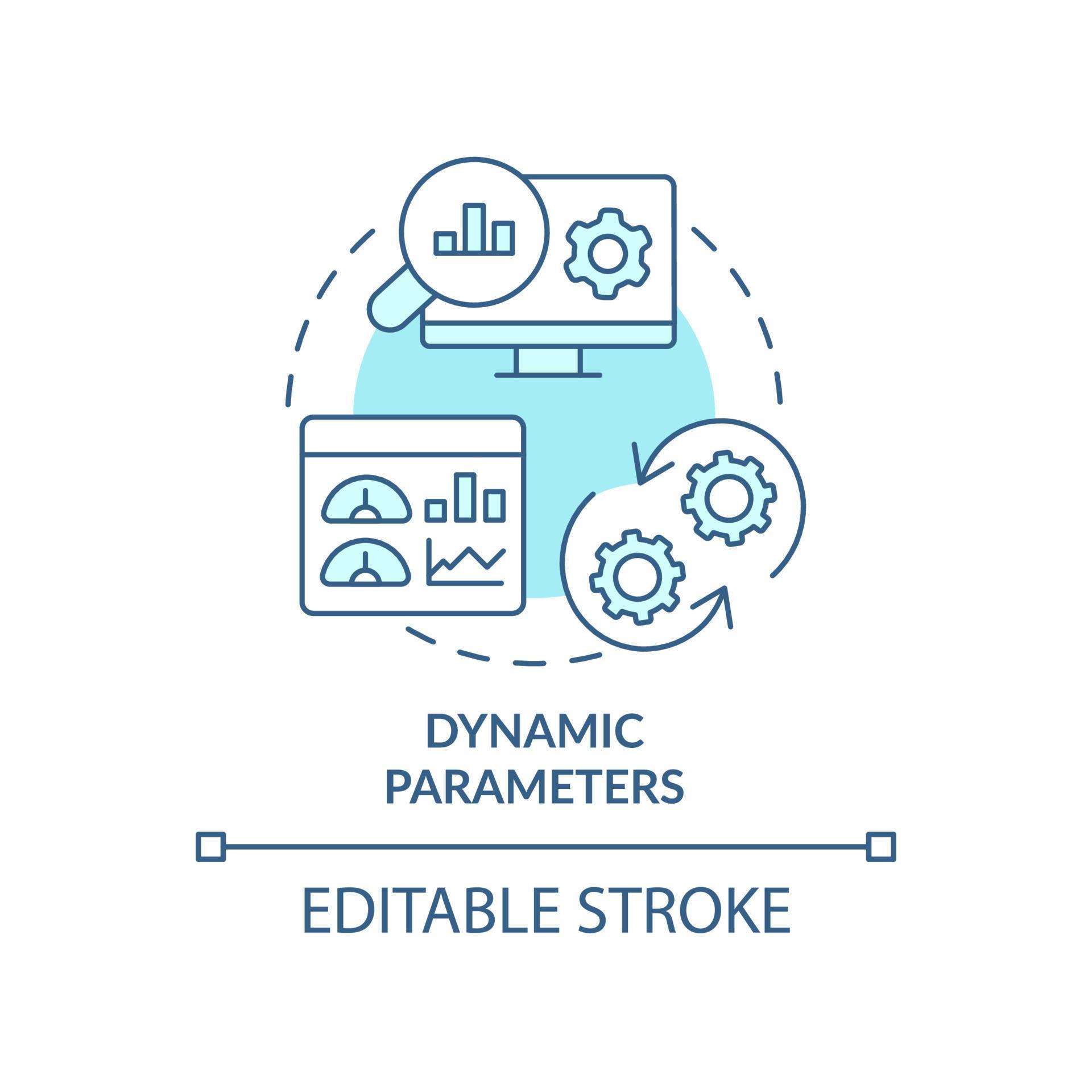 Dynamic parameters turquoise concept icon. Advanced search engine optimization abstract idea ...