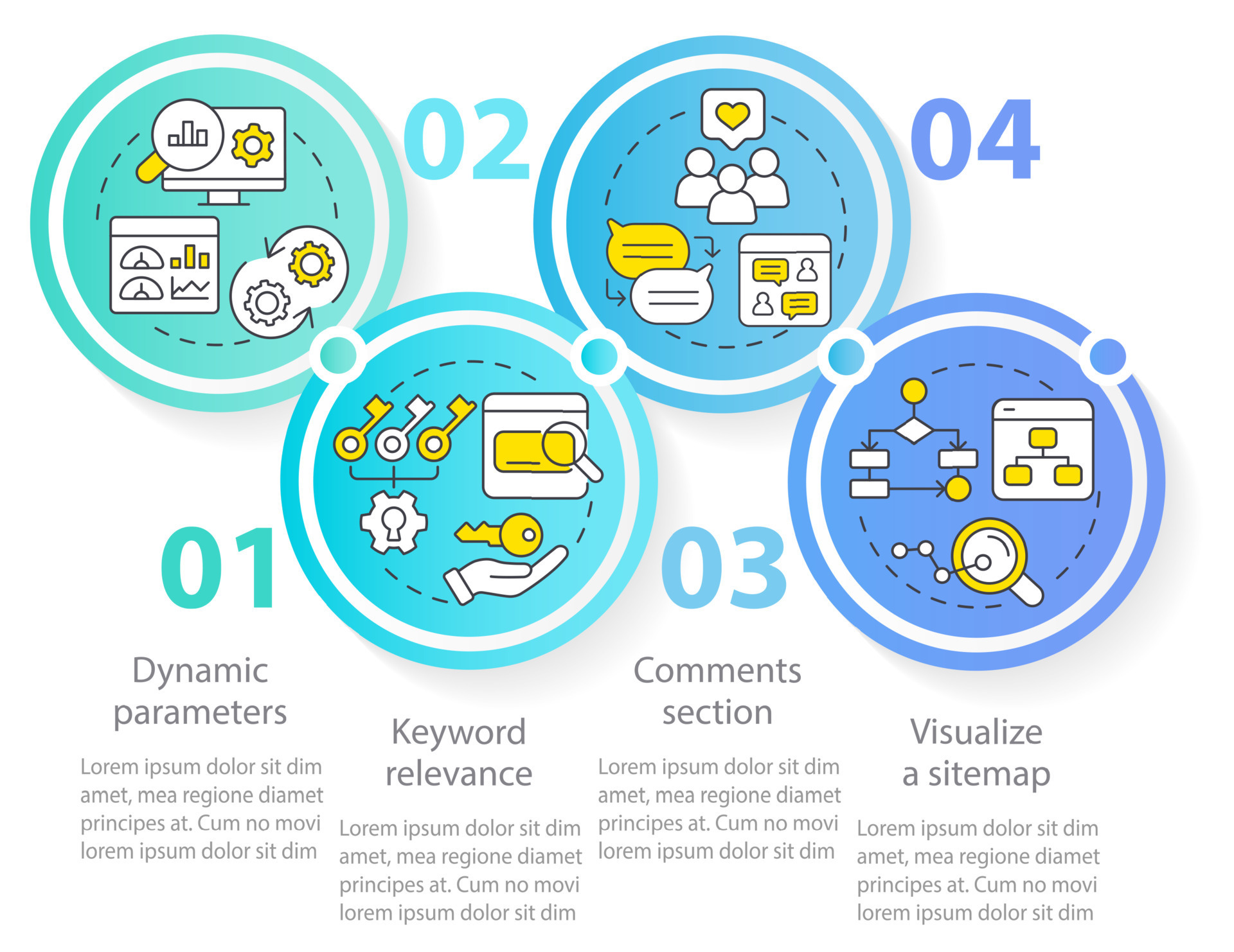 Advanced search engine optimization circle infographic template. Data ...
