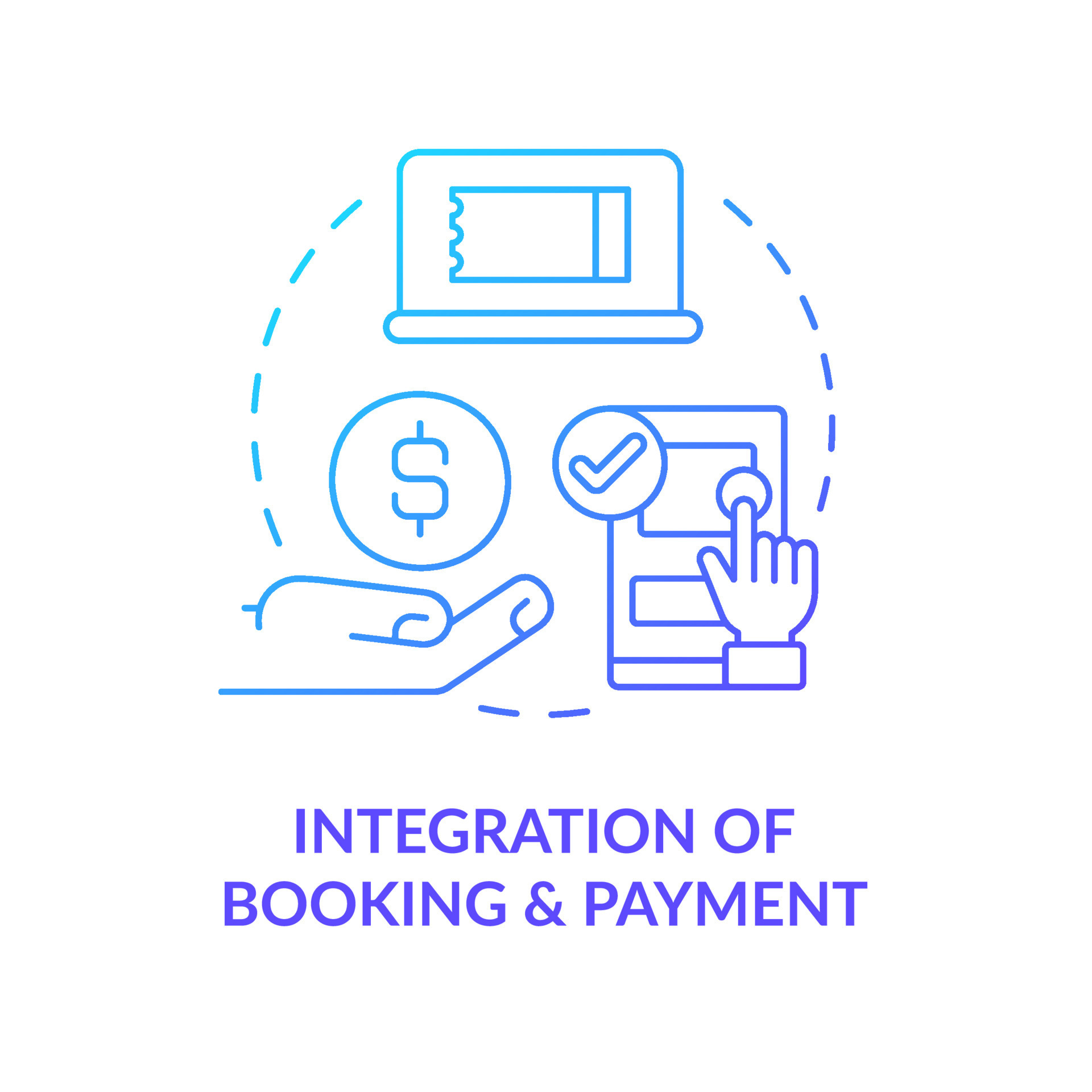 Integration Of Booking And Payment Blue Gradient Concept Icon Mobile App Maas Integration
