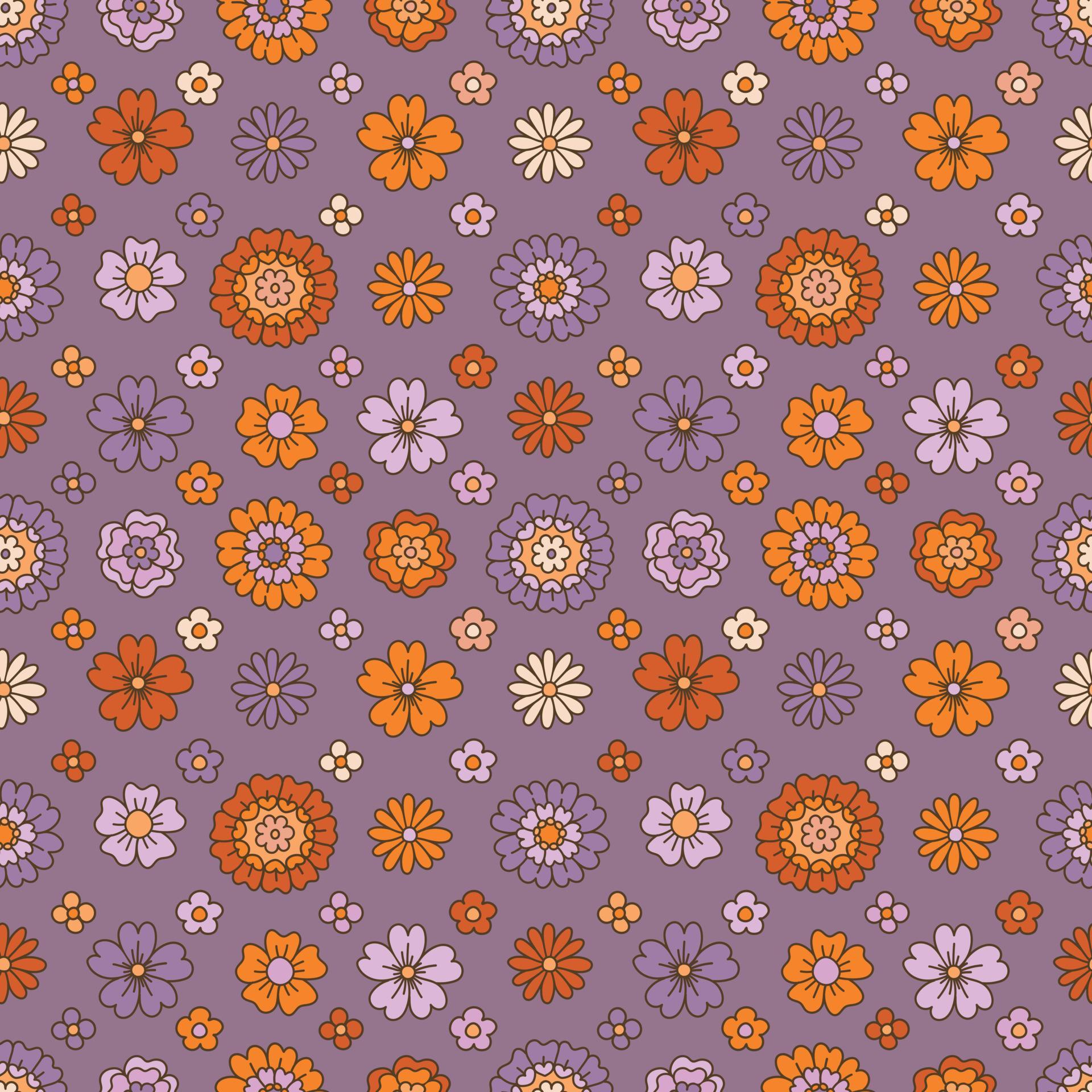 Groovy daisy flowers seamless pattern. 12288537 Vector Art at Vecteezy