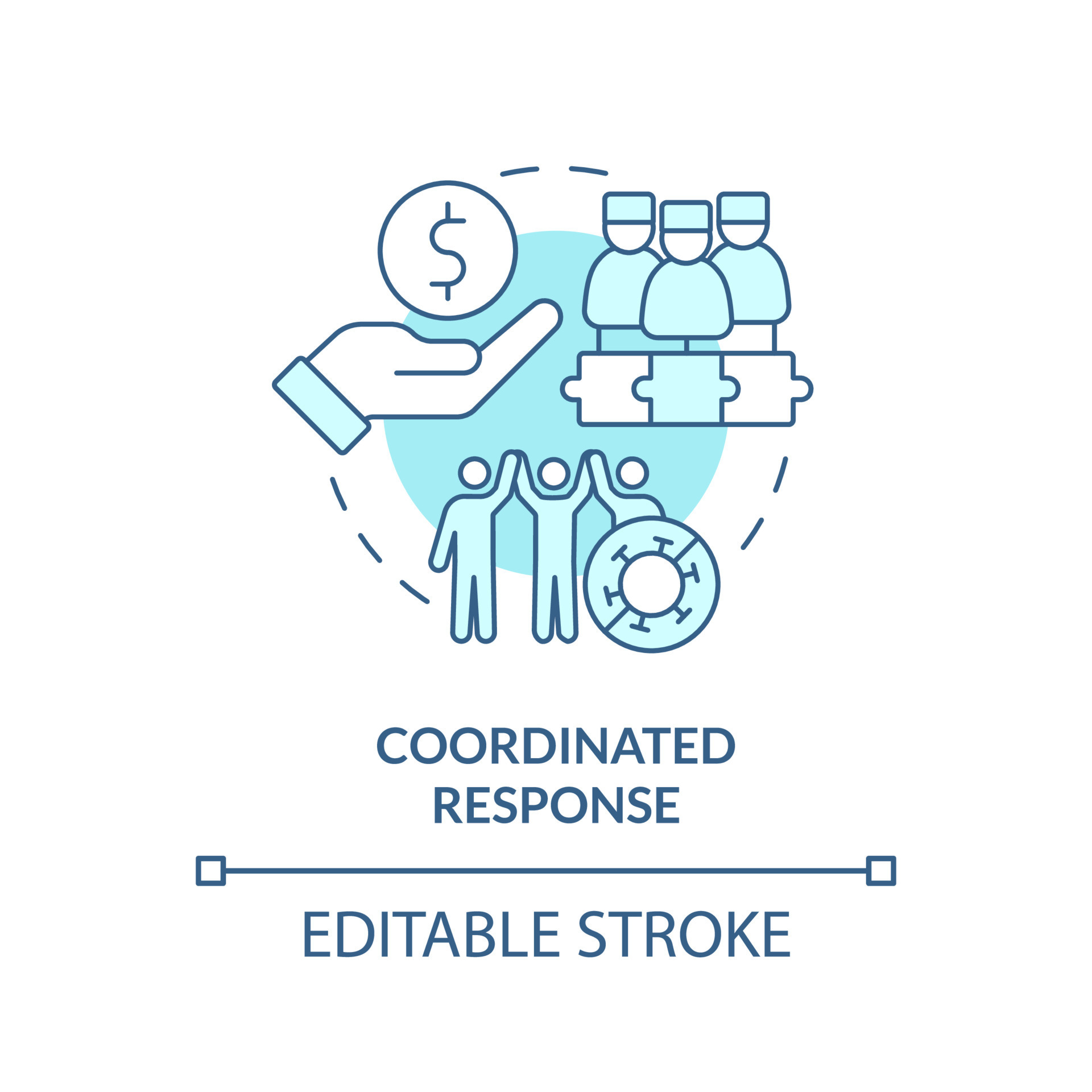 Coordinated response turquoise concept icon. Future pandemic outbreaks ... Coordinated response turquoise concept icon. Future pandemic outbreaks ...
