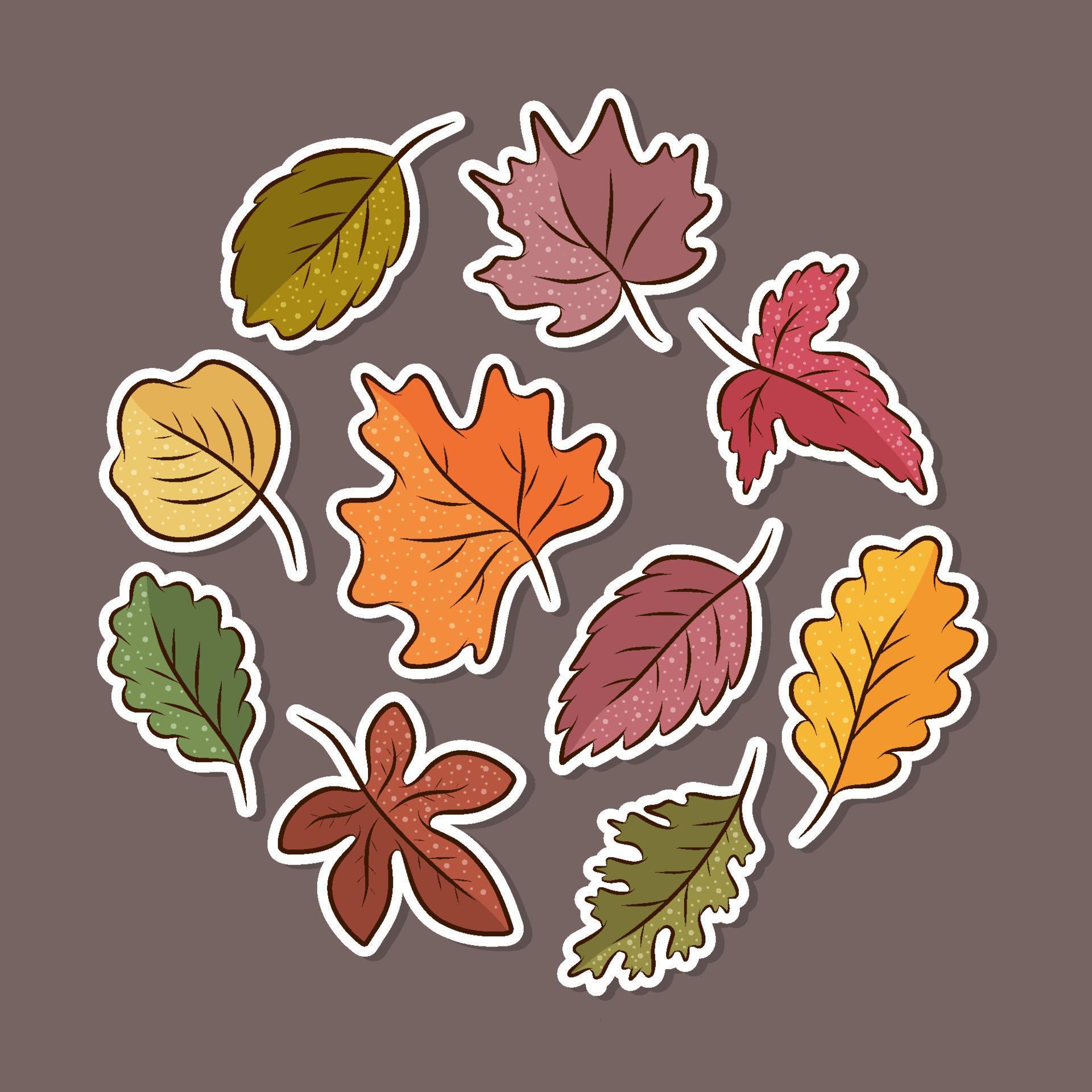 Fall Autumn Season Leaves And Foliage Sticker 12290433 Vector Art at ...