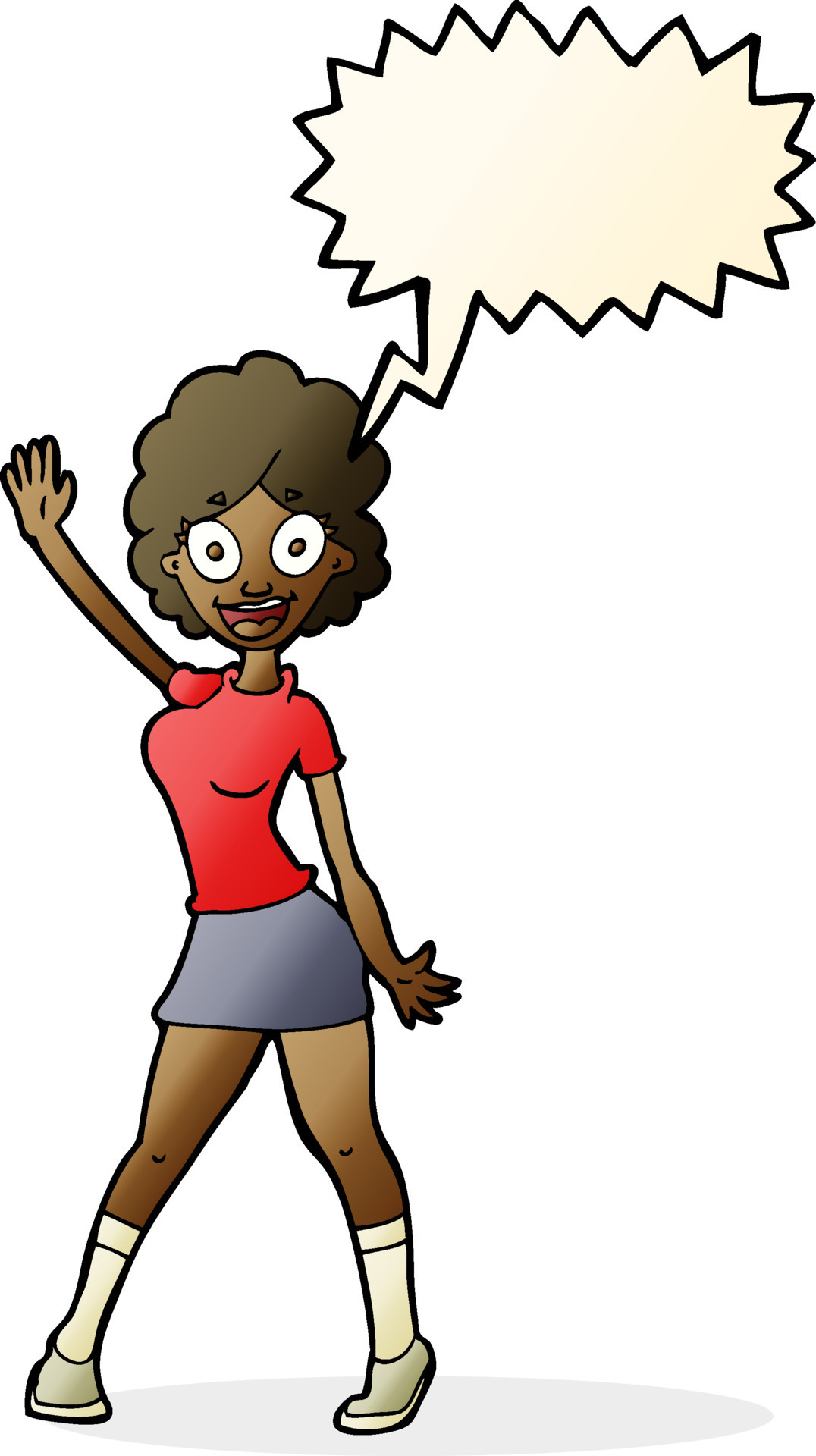 Cartoon Woman Dancing With Speech Bubble 12299124 Vector Art At Vecteezy
