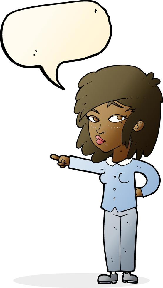 cartoon woman pointing with speech bubble 12299774 Vector Art at Vecteezy