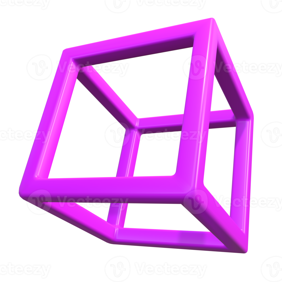 Abstract Cube Outline Geometric Shape 3d Render 12302986 Png