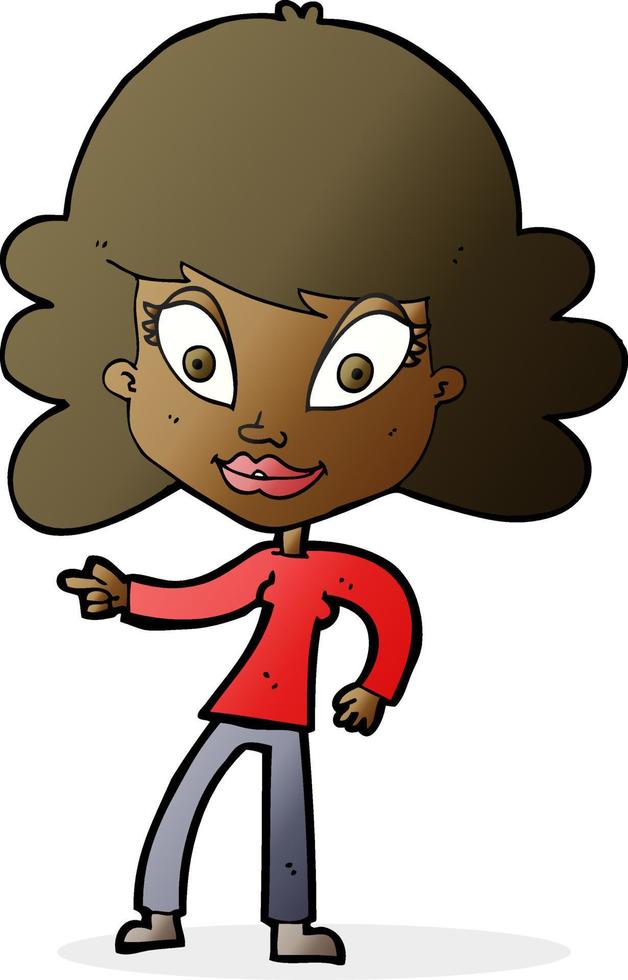 cartoon woman pointing 12307722 Vector Art at Vecteezy