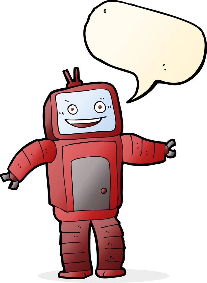 cartoon funny robot with speech bubble 12308076 Vector Art at Vecteezy