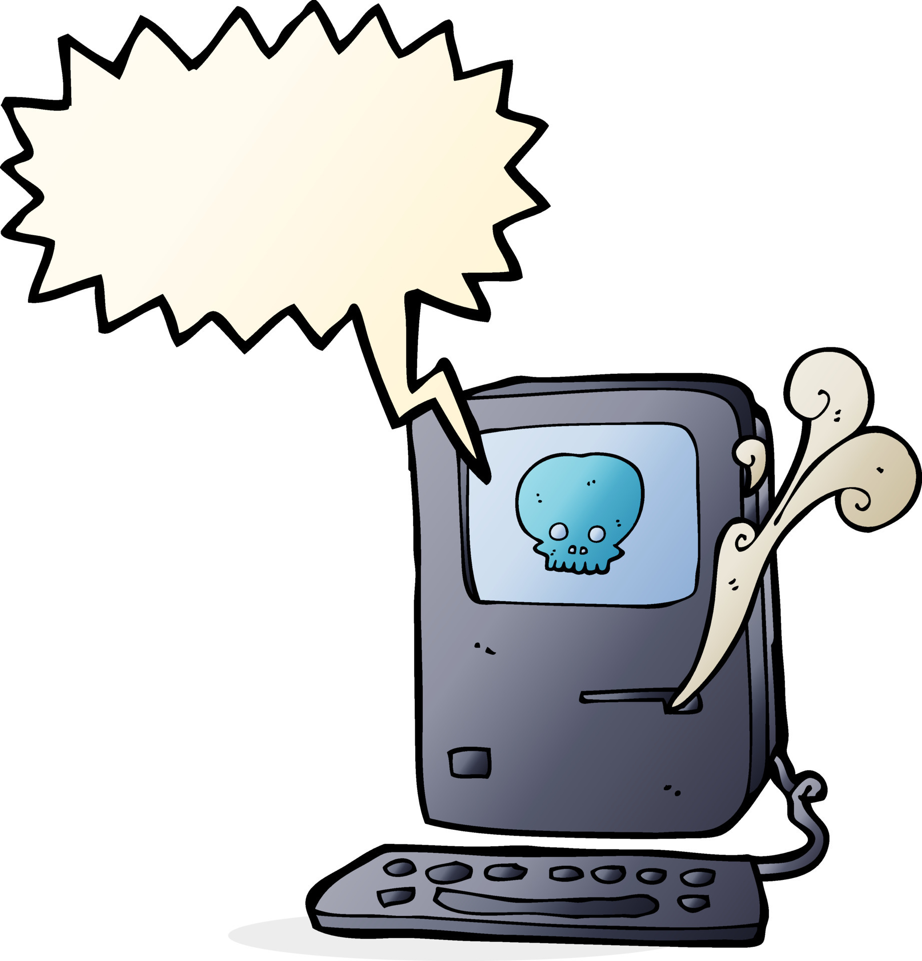Computer Virus Cartoon With Speech Bubble 12308551 Vector Art At Vecteezy