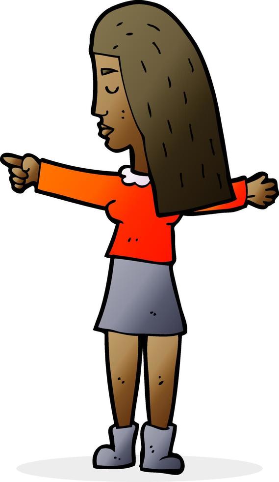 cartoon woman pointing 12308631 Vector Art at Vecteezy