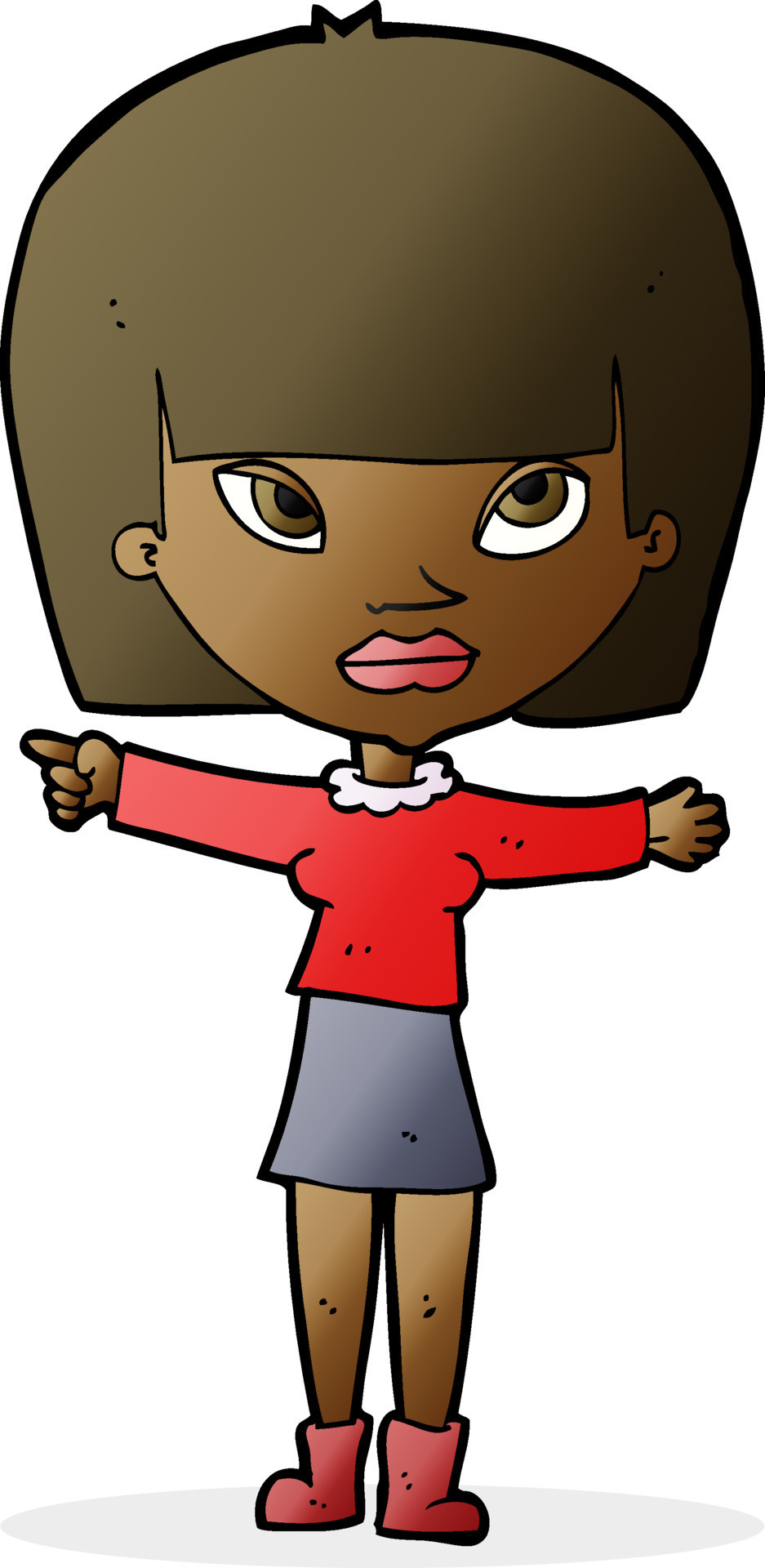 cartoon woman pointing 12308679 Vector Art at Vecteezy