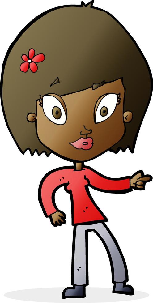 cartoon pretty woman pointing 12308887 Vector Art at Vecteezy