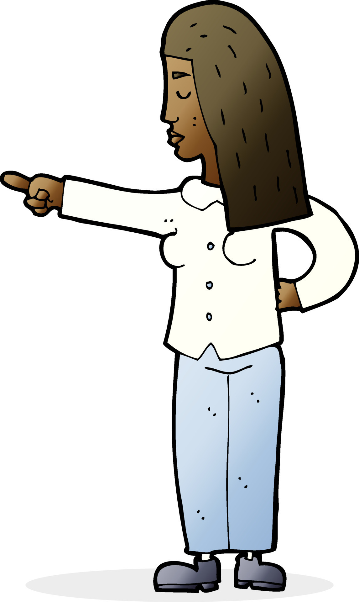 cartoon woman pointing 12308995 Vector Art at Vecteezy