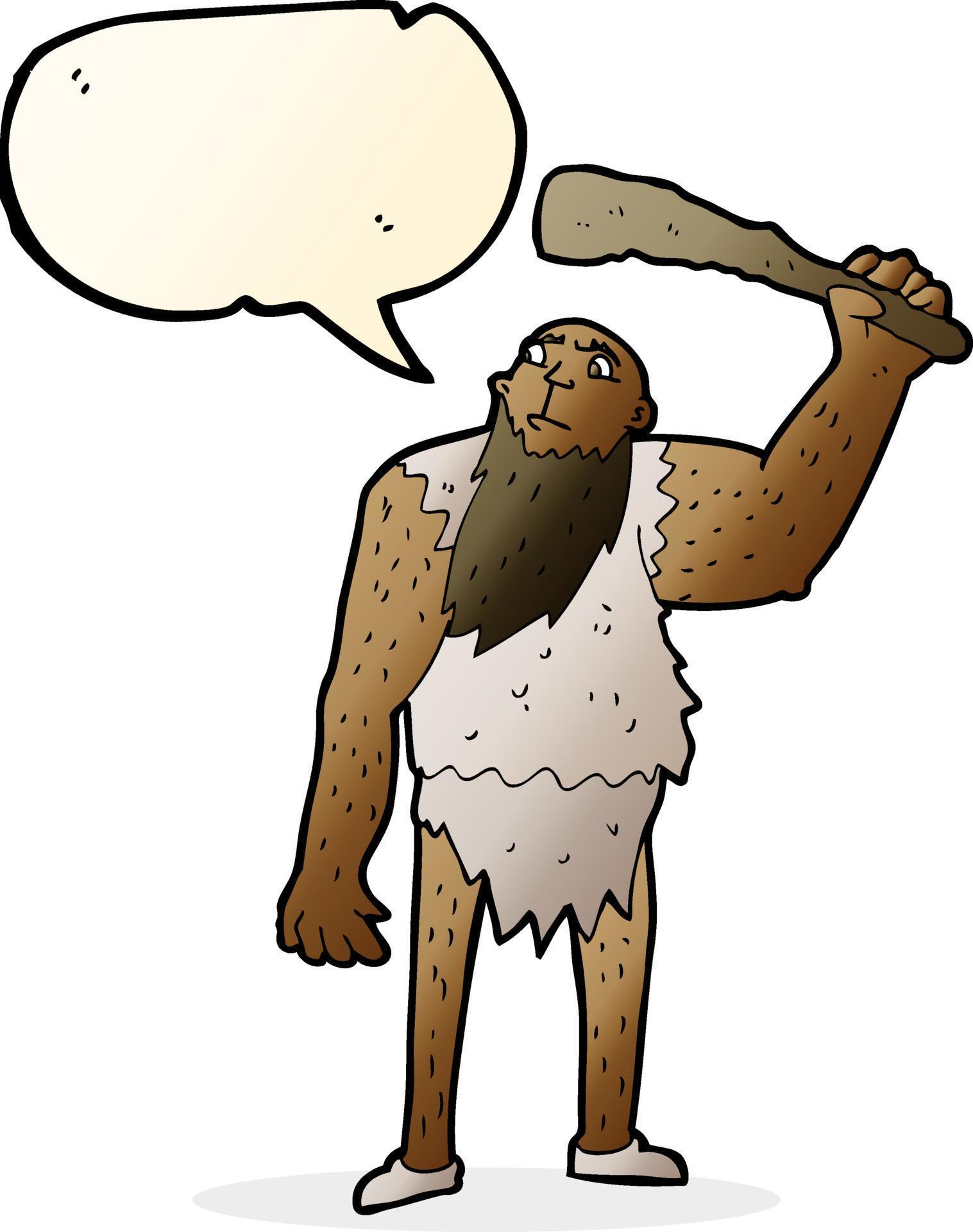 Cartoon Neanderthal With Speech Bubble 12311810 Vector Art At Vecteezy