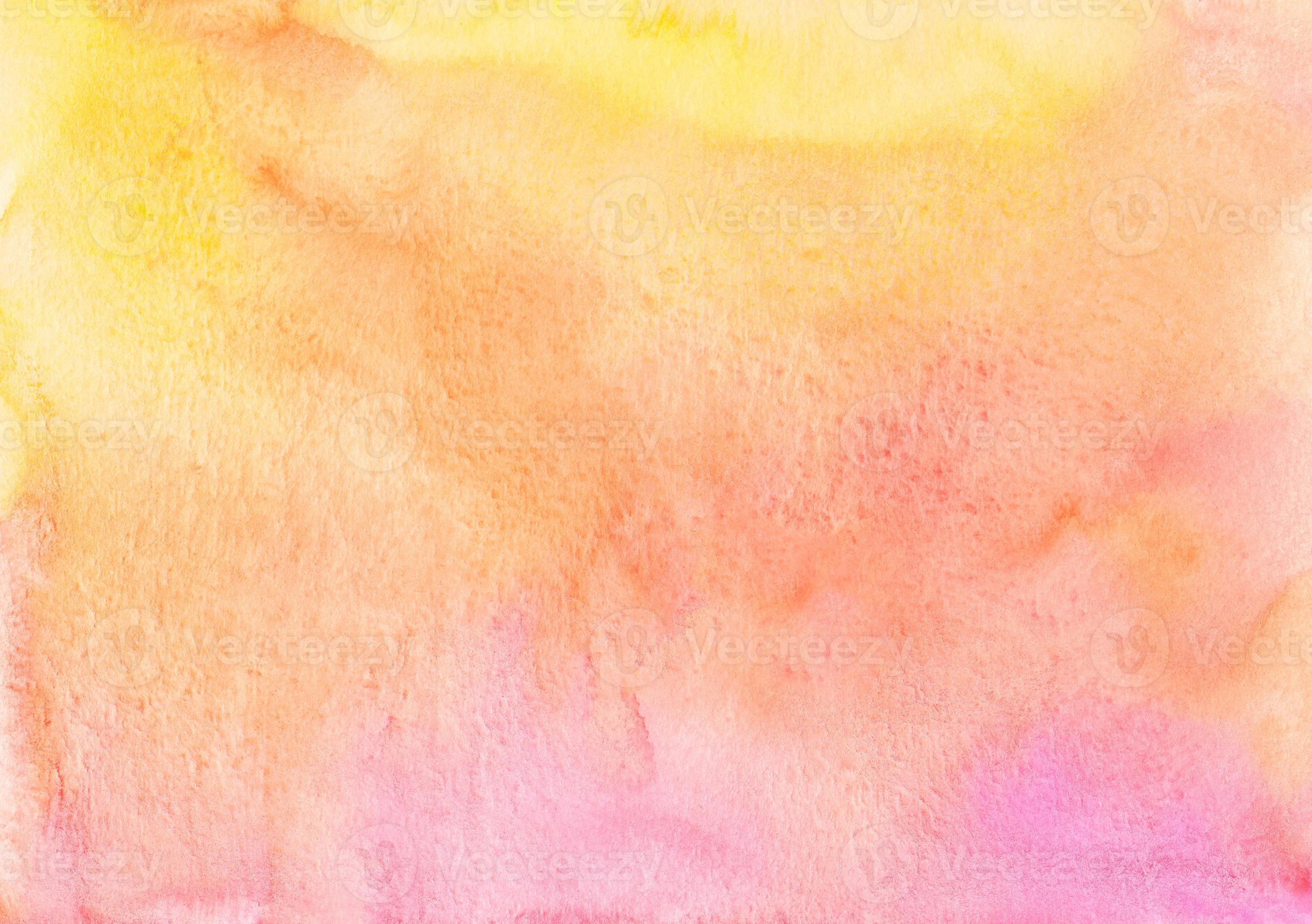 Watercolor vivid yellow, orange, pink background texture. Peach color ...