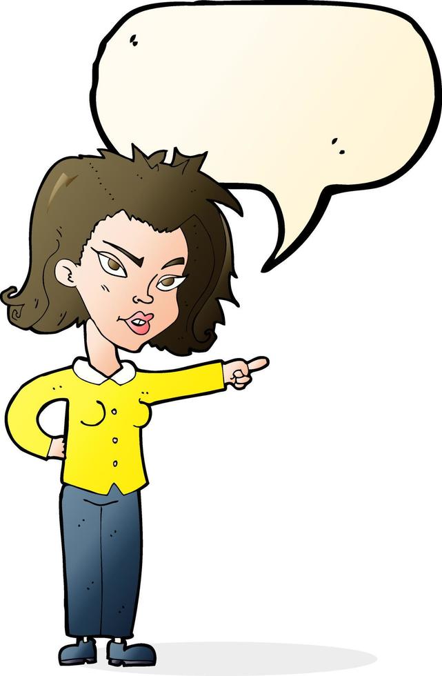 Cartoon Woman Pointing With Speech Bubble 12315204 Vector Art At Vecteezy