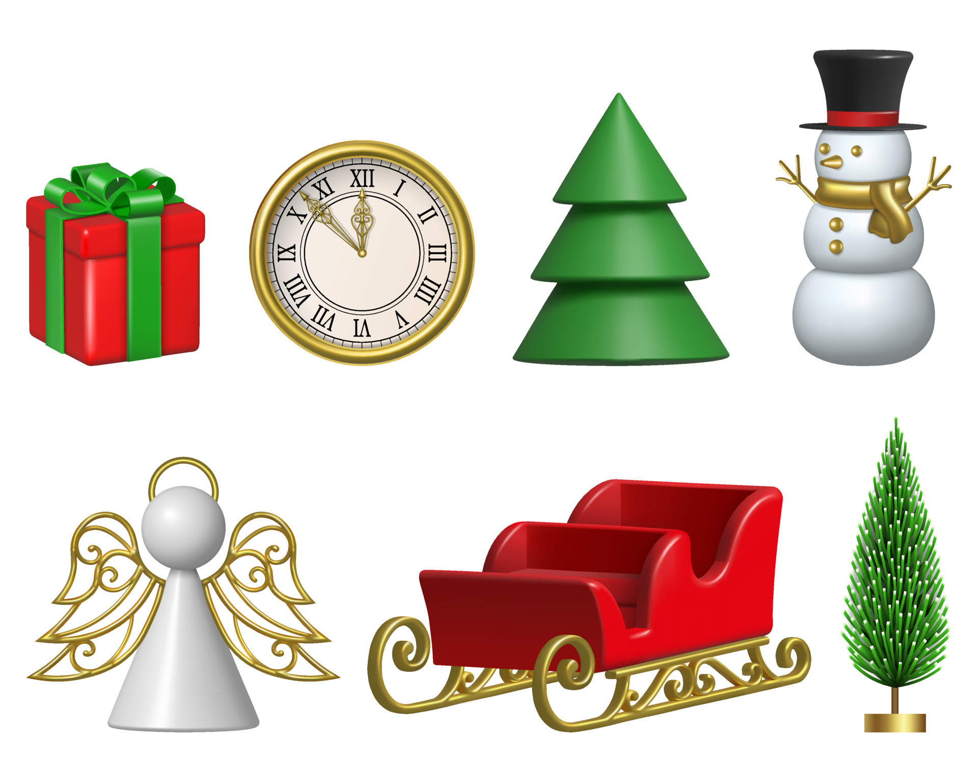 set of christmas 3d elements. collection of isolated christmas ...