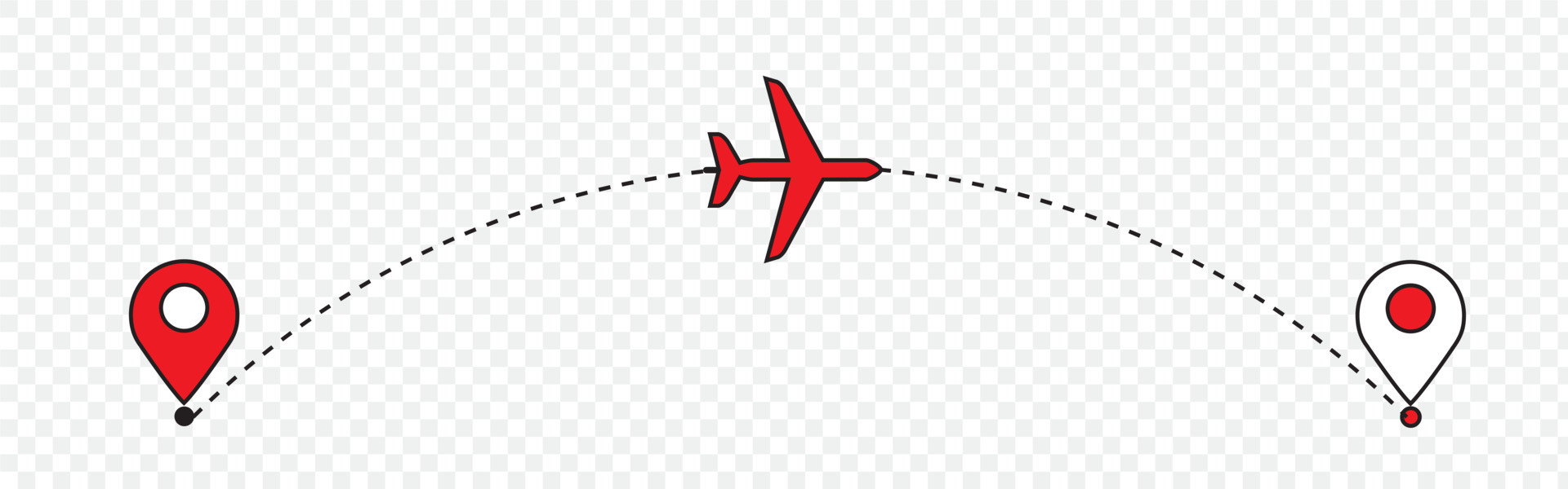 Airplane line path. Air plane flight route with start point and dash ... Airplane line path. Air plane flight route with start point and dash ...