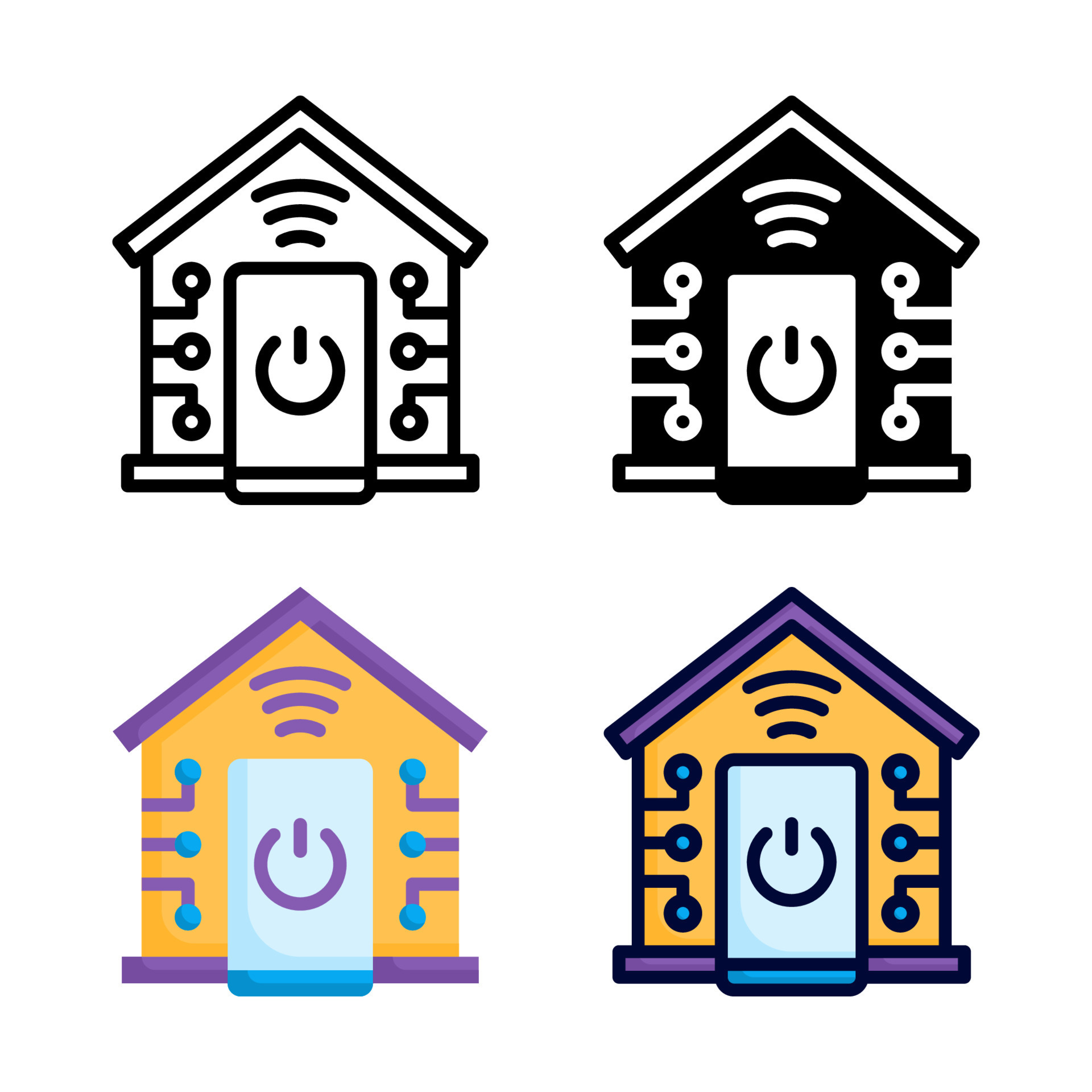 Home Automation Icon Set Style Collection 12320643 Vector Art At Vecteezy