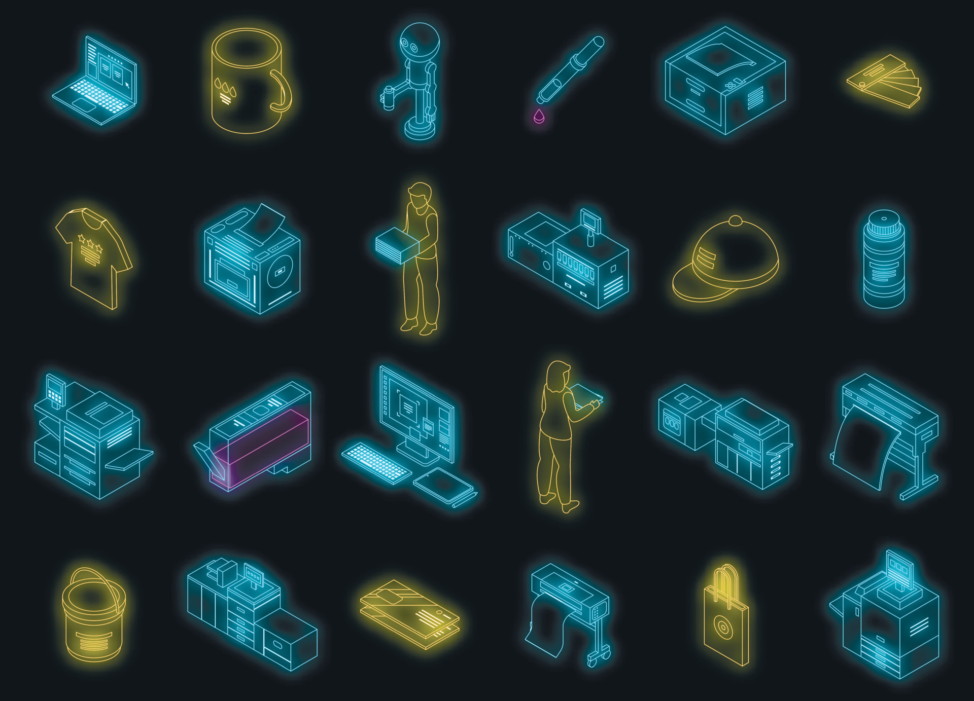 Digital printing icons set vector neon 12321687 Vector Art at Vecteezy Digital printing icons set vector neon 12321687 Vector Art at Vecteezy