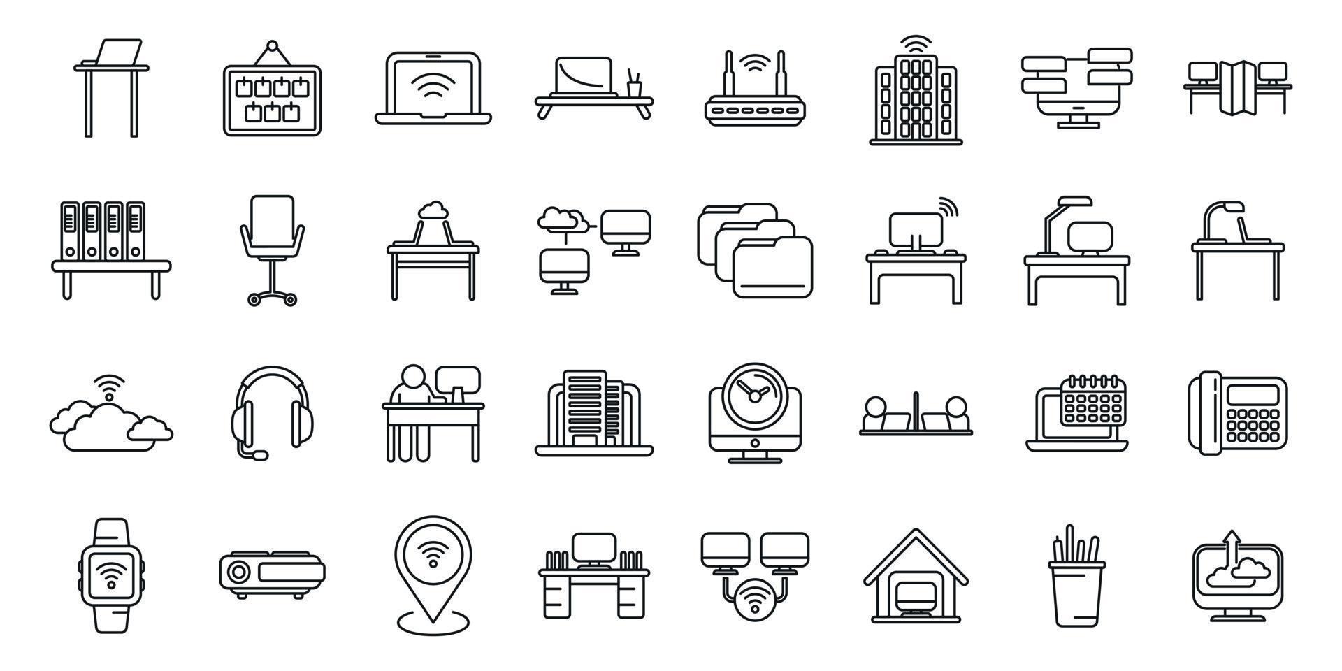 Smart office space icons set outline vector. Computer data 12321762 ... Smart office space icons set outline vector. Computer data 12321762 ...